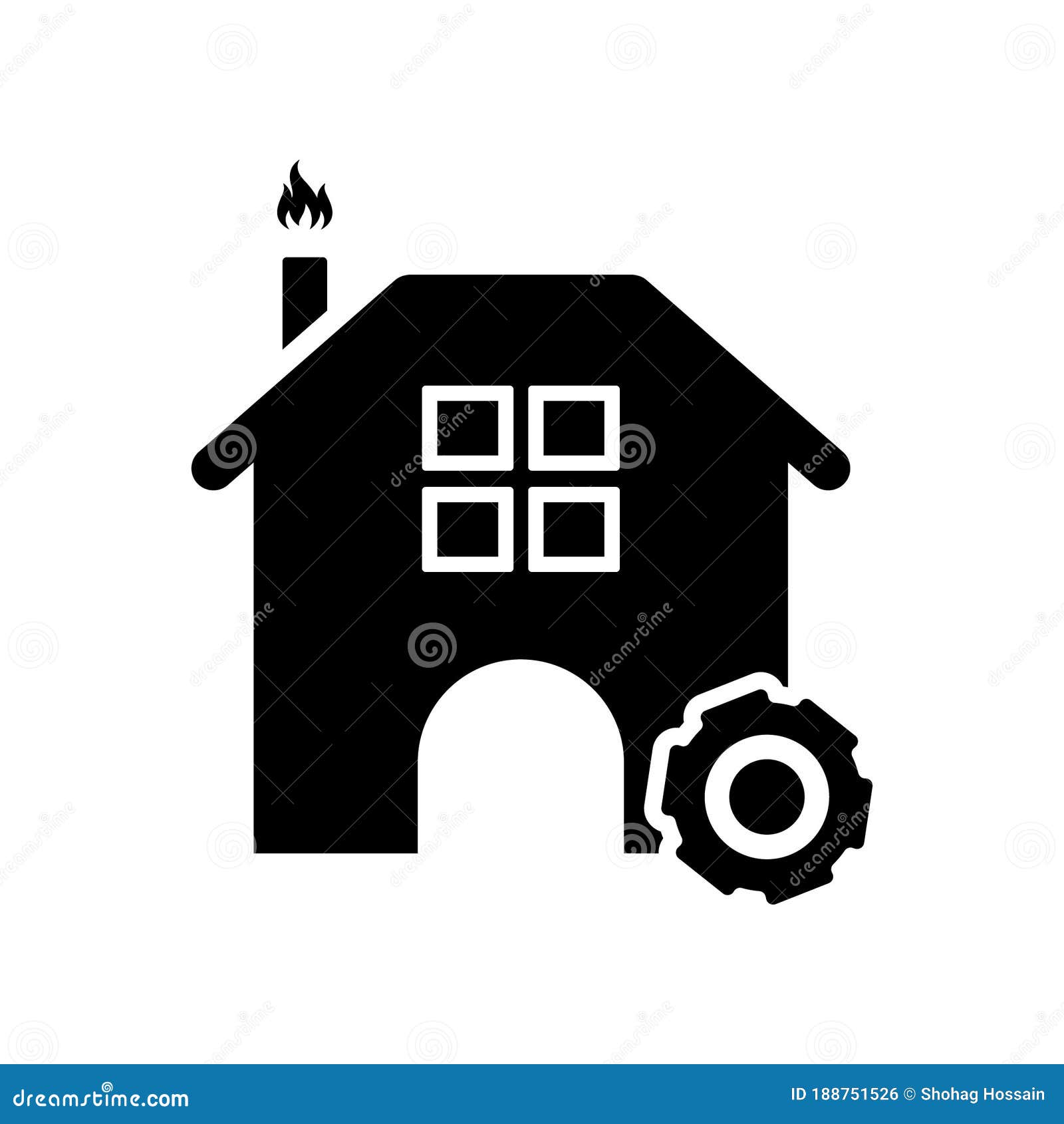Setting House Icon. stock vector. Illustration of icon - 188751526