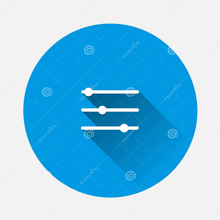 Setting Icon on Blue Background. Flat Image with Long Shadow Stock ...