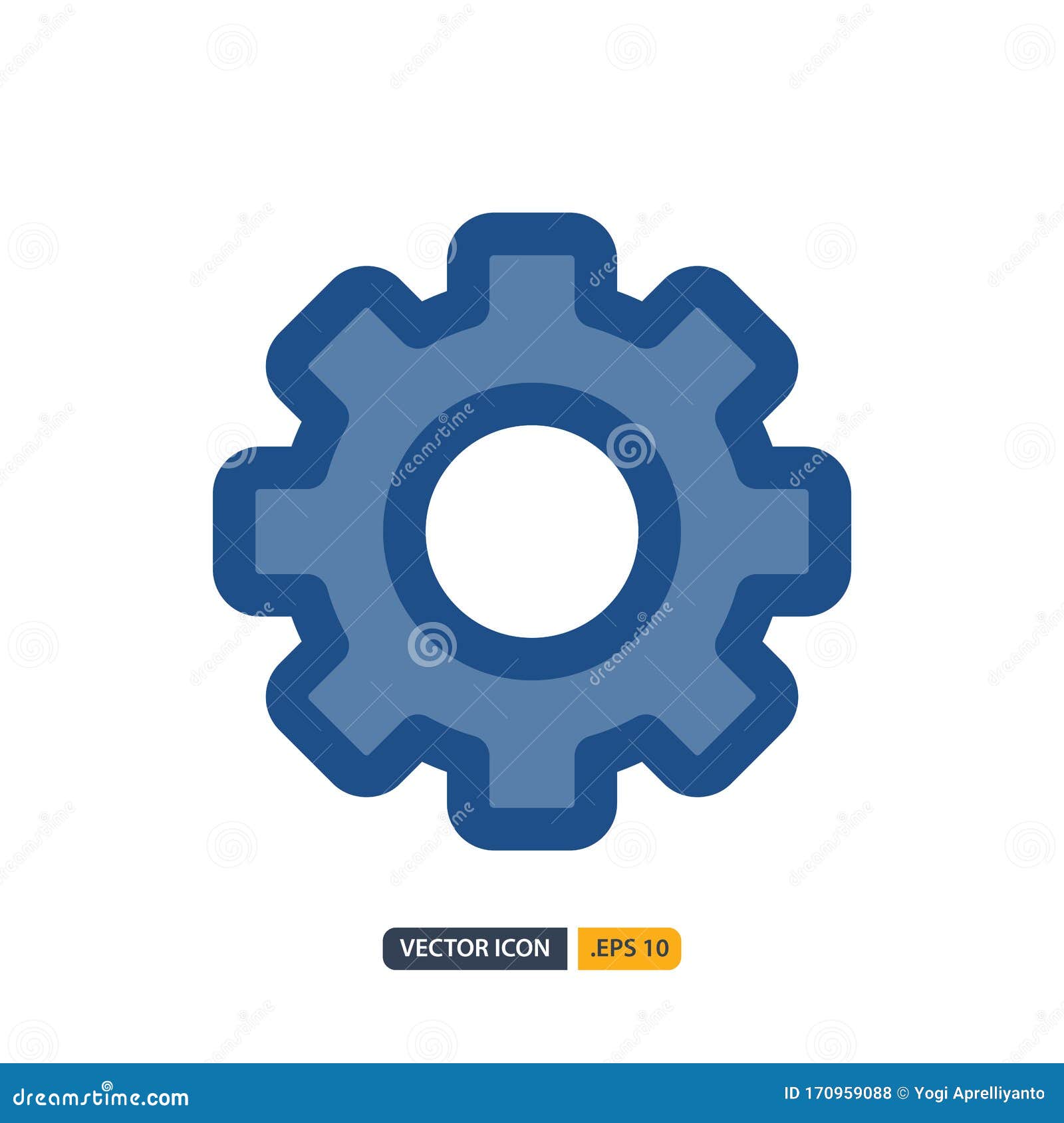 Setting Icon in Blue Outline Color Style Isolated on White Background ...