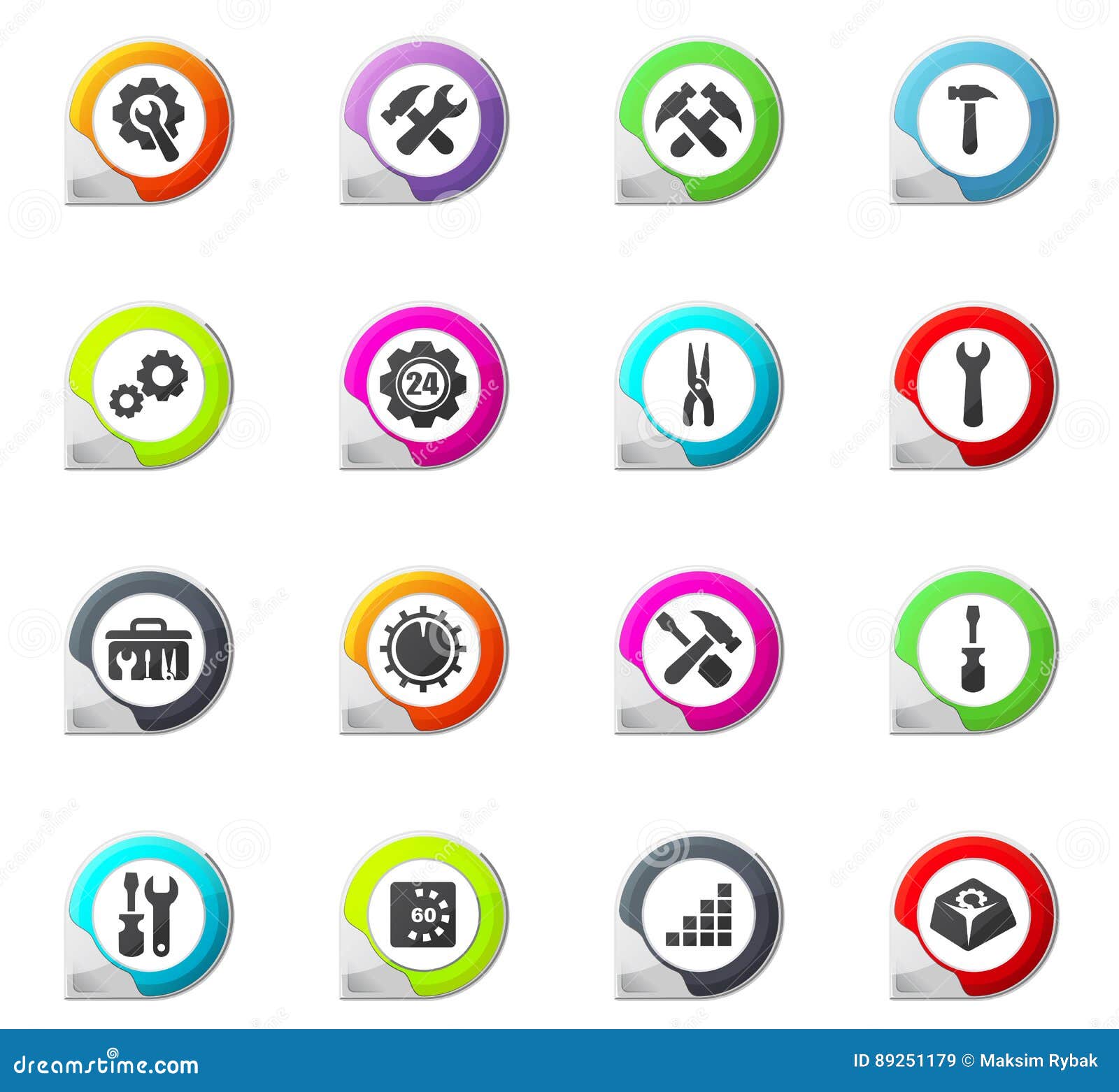 Setting icons set stock illustration. Illustration of icons - 89251179
