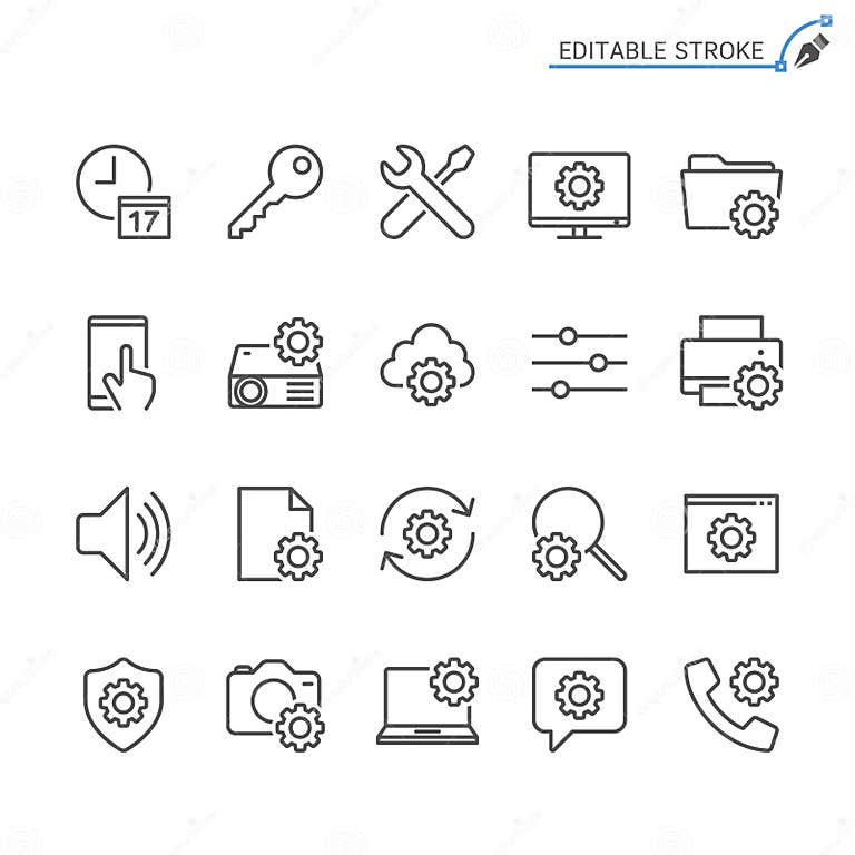Setting outline icon set stock vector. Illustration of line - 132831173