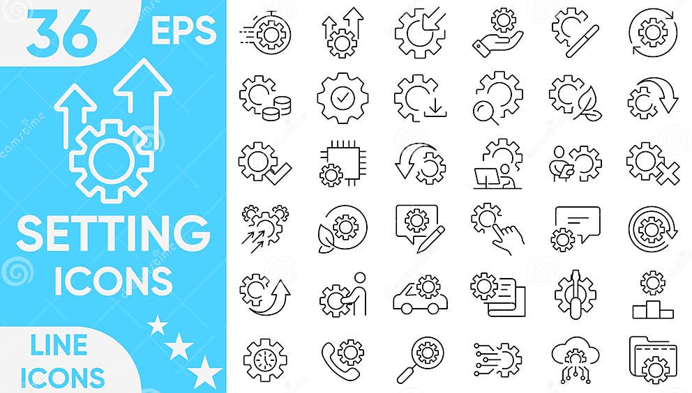Setting Line Icons Vector and Illustration Set Stock Illustration ...