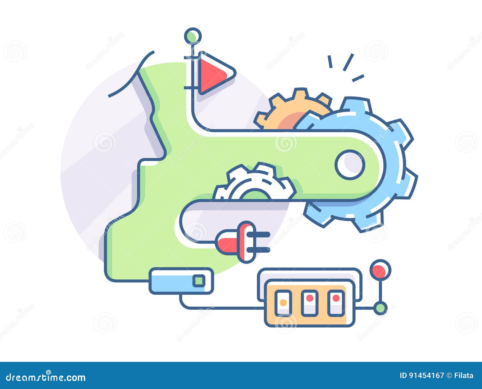 Setting of Mechanical Device Stock Vector - Illustration of colored ... Setting of Mechanical Device Stock Vector - Illustration of colored ...