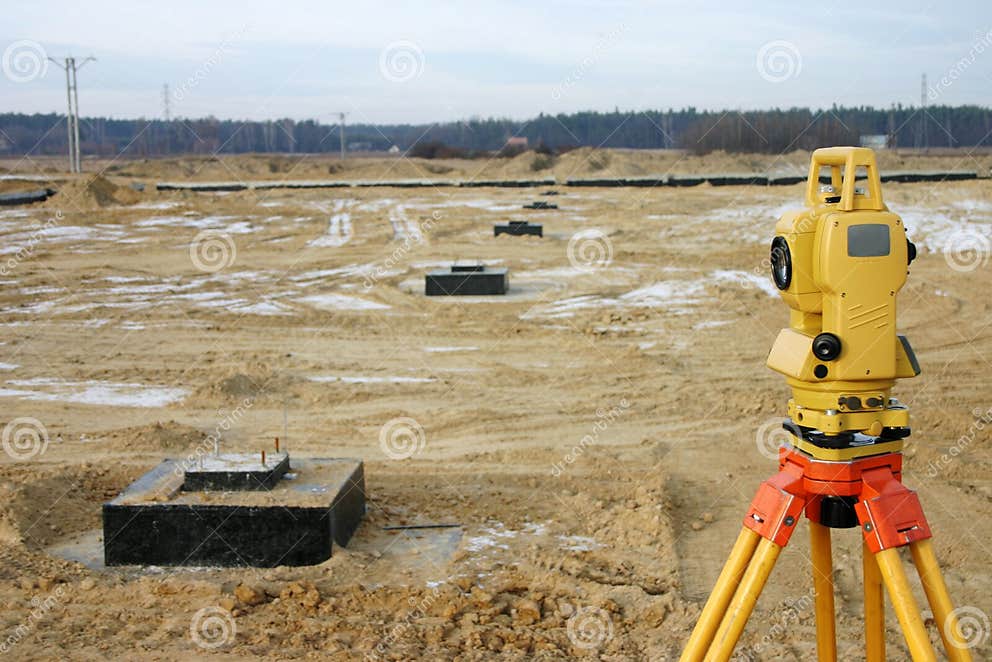 Setting Out on Construction Si Stock Image - Image of measuring ...