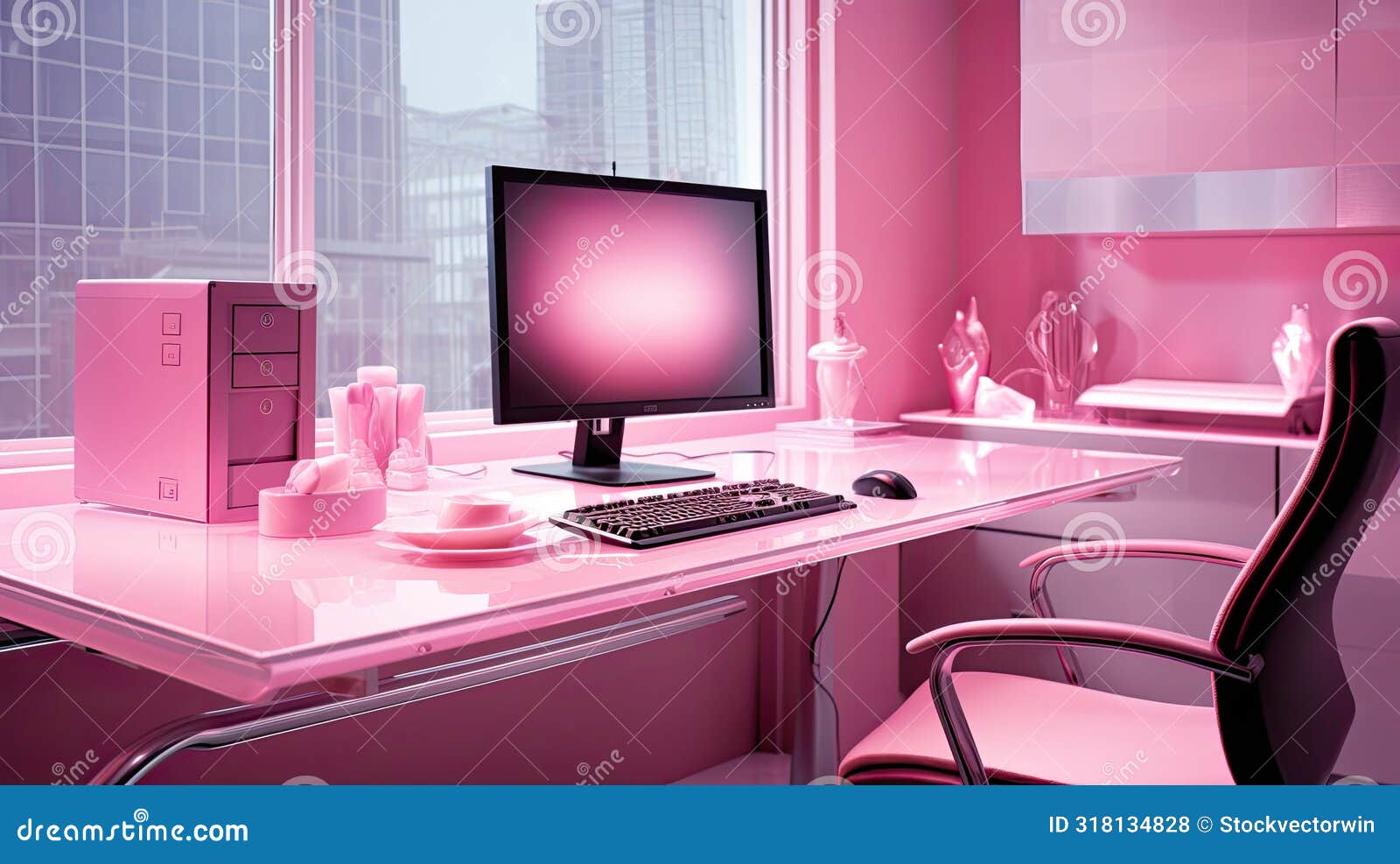 Setting pink computer stock illustration. Illustration of trendy ...