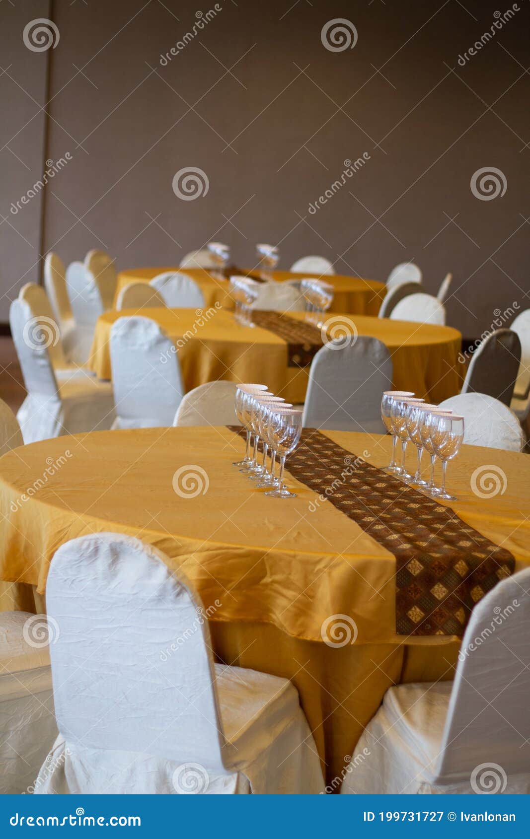 Setting of Round Table on the Seminar Stock Image - Image of ...