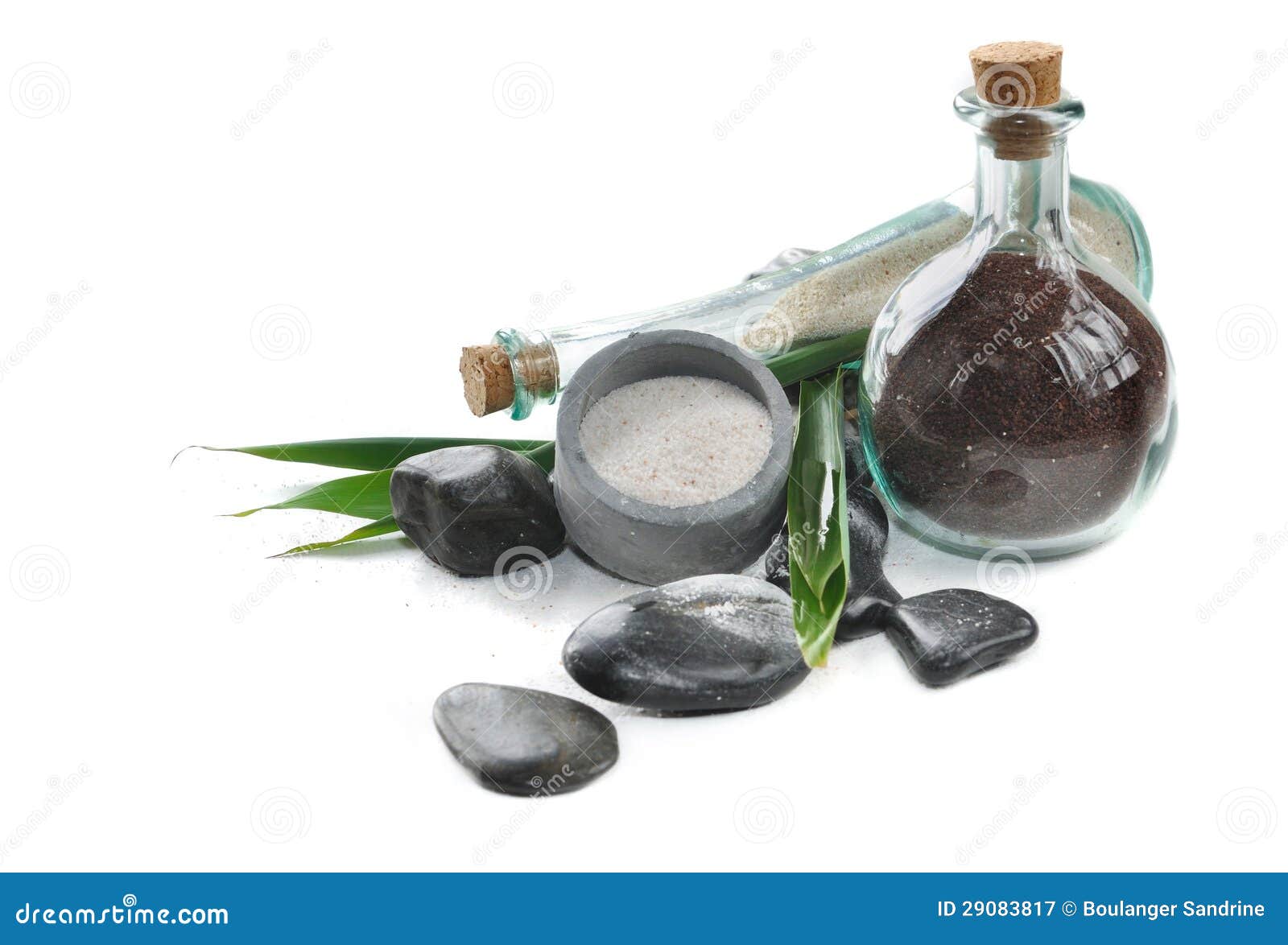 Setting of Sand and Pebbles and Glass Stock Image - Image of sand ...