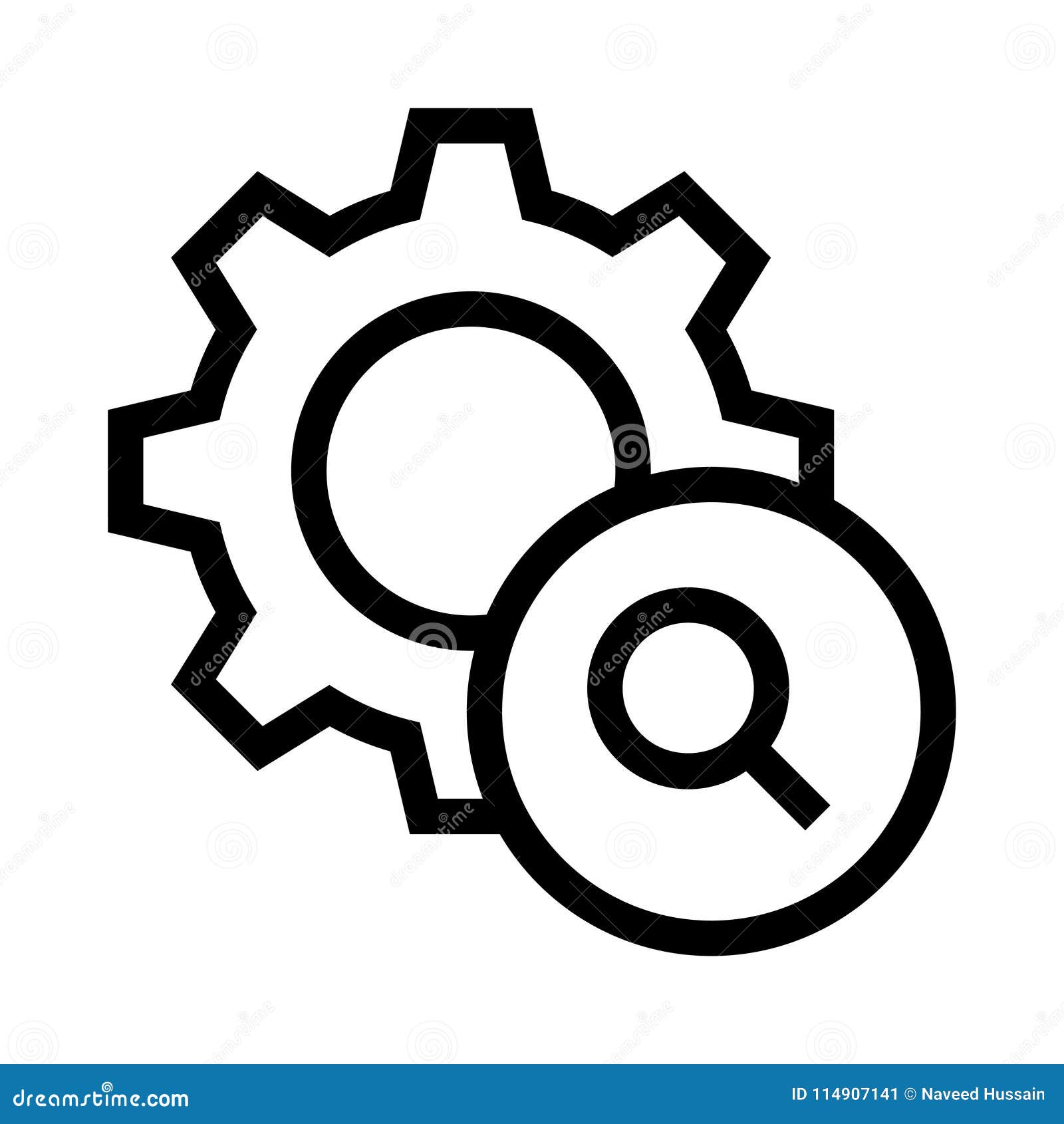 Setting Search Vector Line Icon Stock Vector - Illustration of cogs ...
