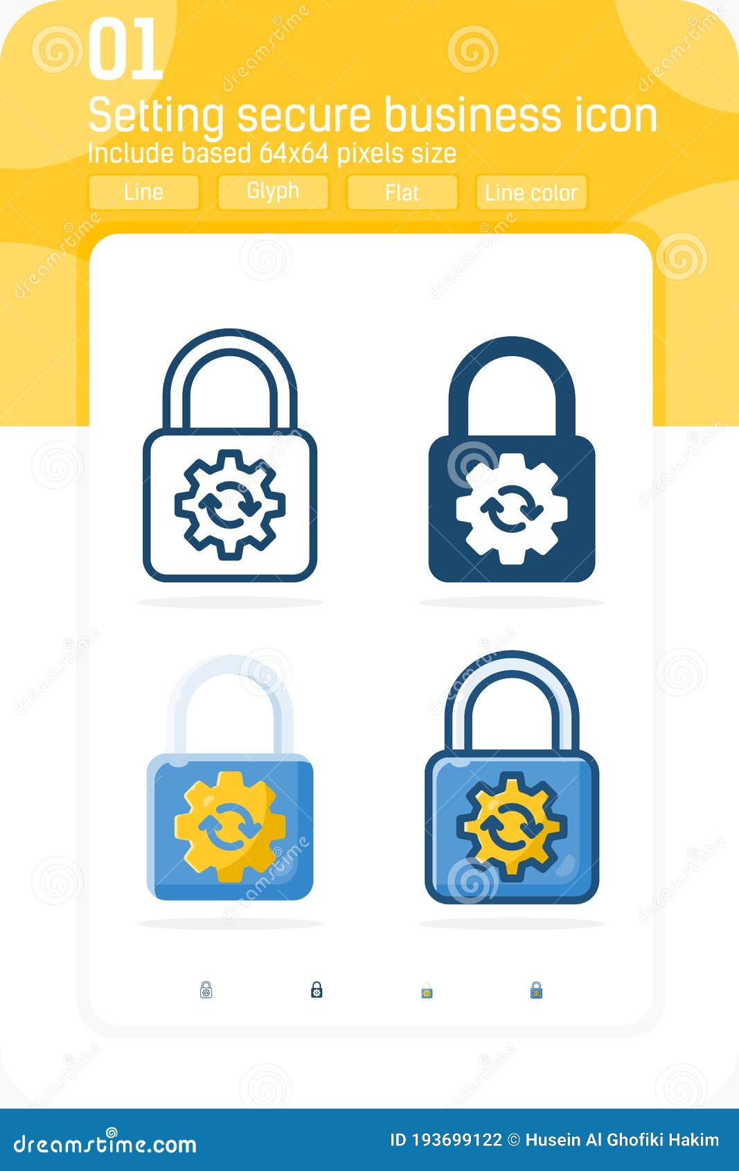 Setting Secure Business Icon Set with Multiple Style Isolated on White ...