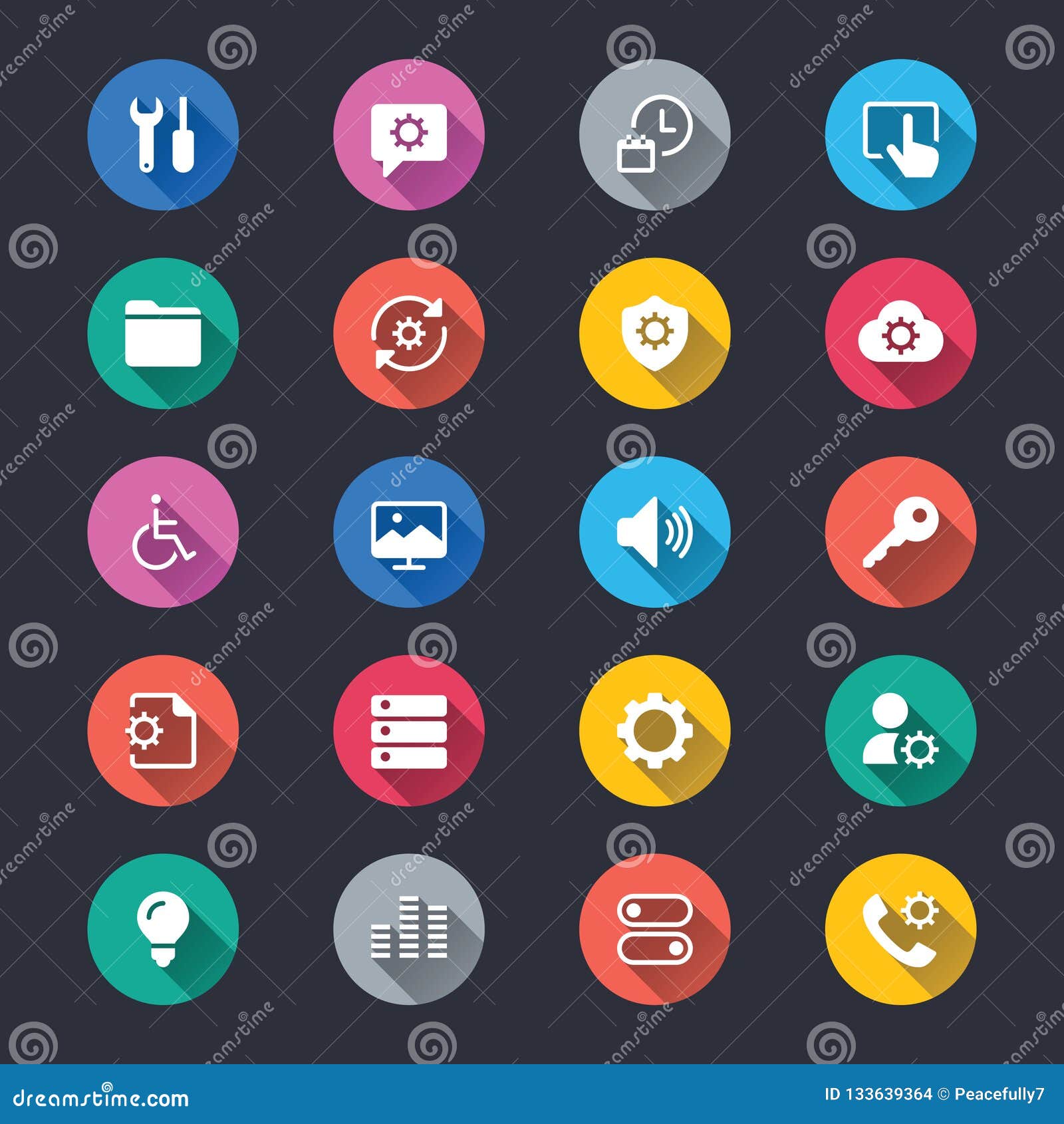 Setting simple color icons stock vector. Illustration of screwdriver ...