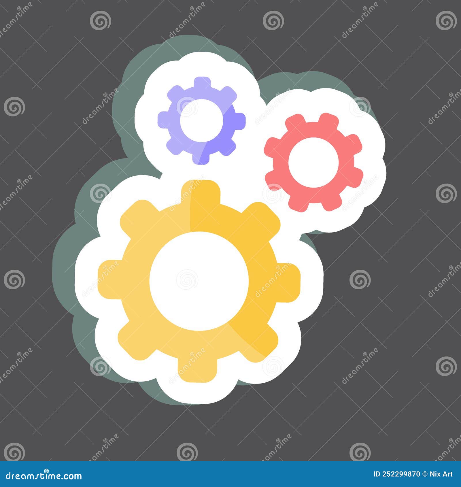 Setting Sticker in Trendy Isolated on Black Background Stock ...