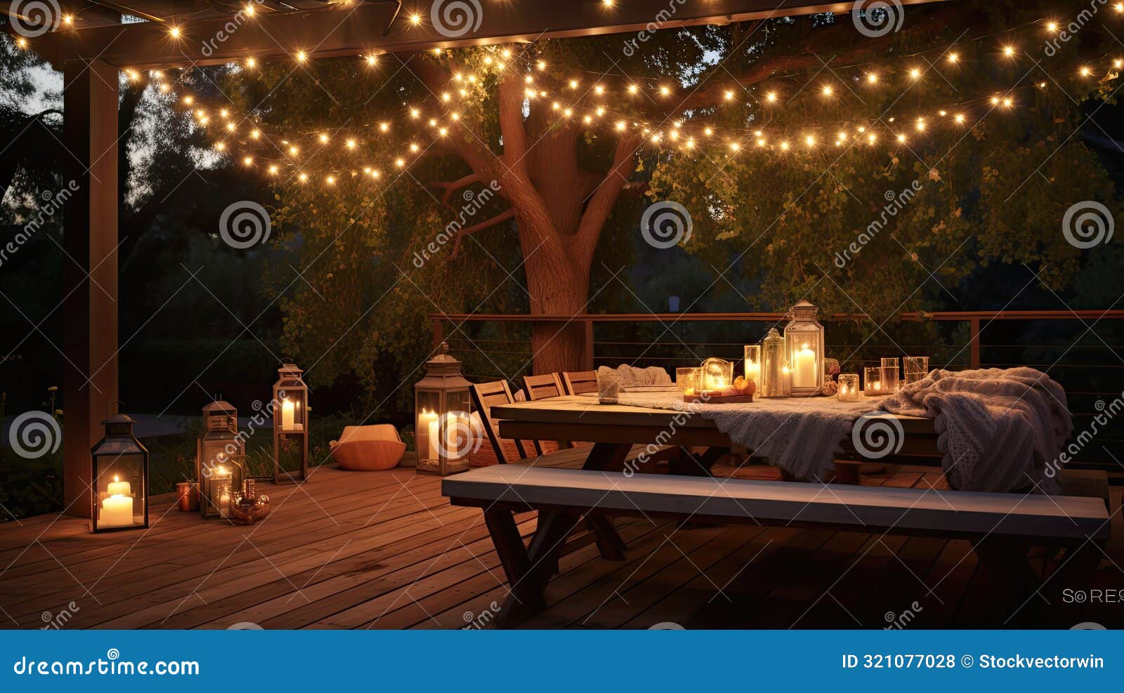 Setting String Lights Banner Stock Illustration - Illustration of ...