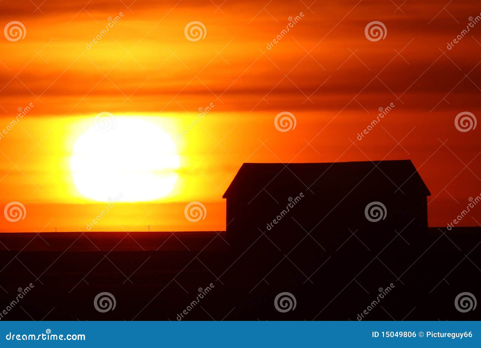 Setting Sun Backlighting Farm Buildings Stock Photo - Image of rural ...