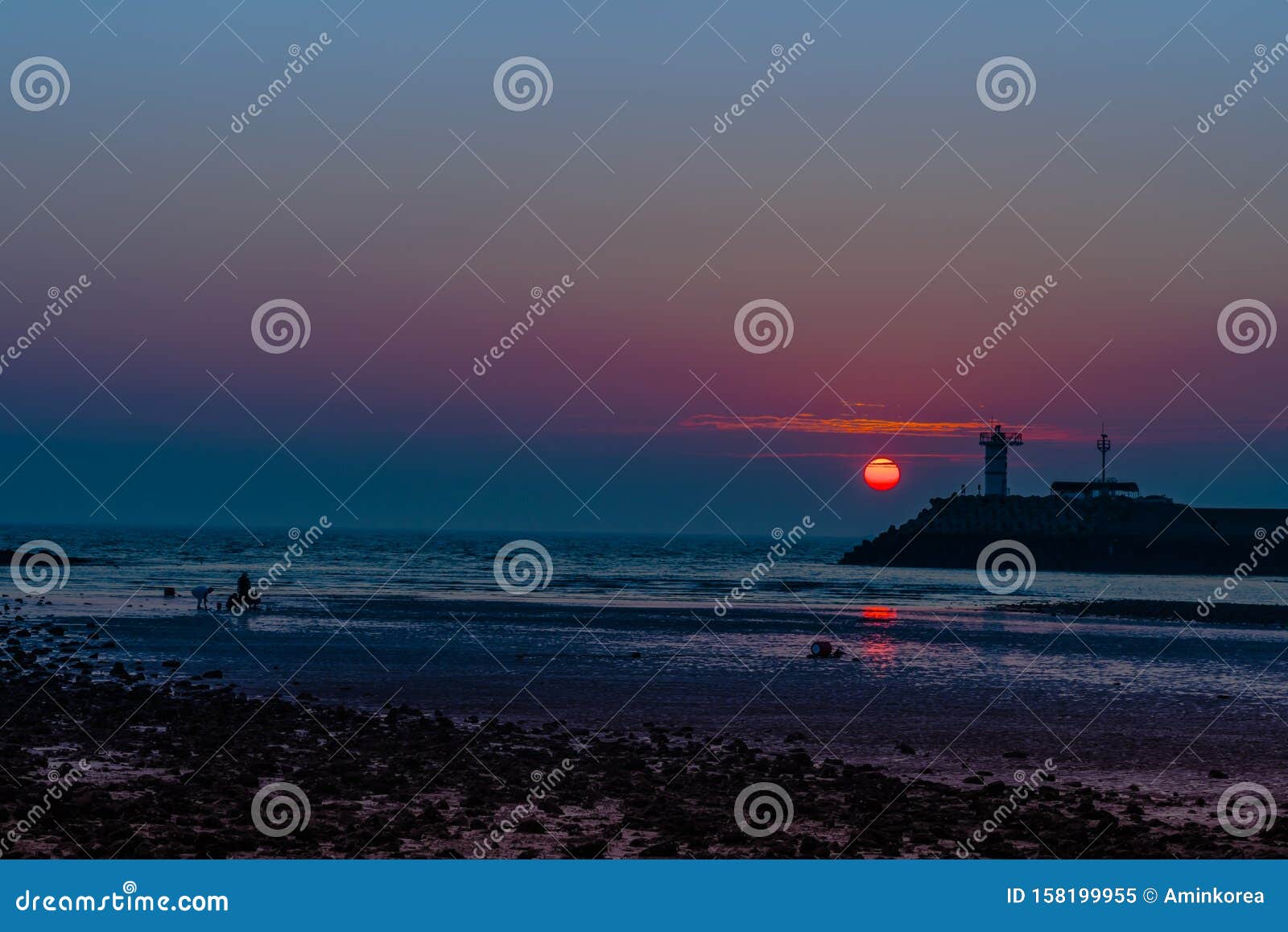 Setting Sun Behind Lighthouse Stock Image - Image of formation ...
