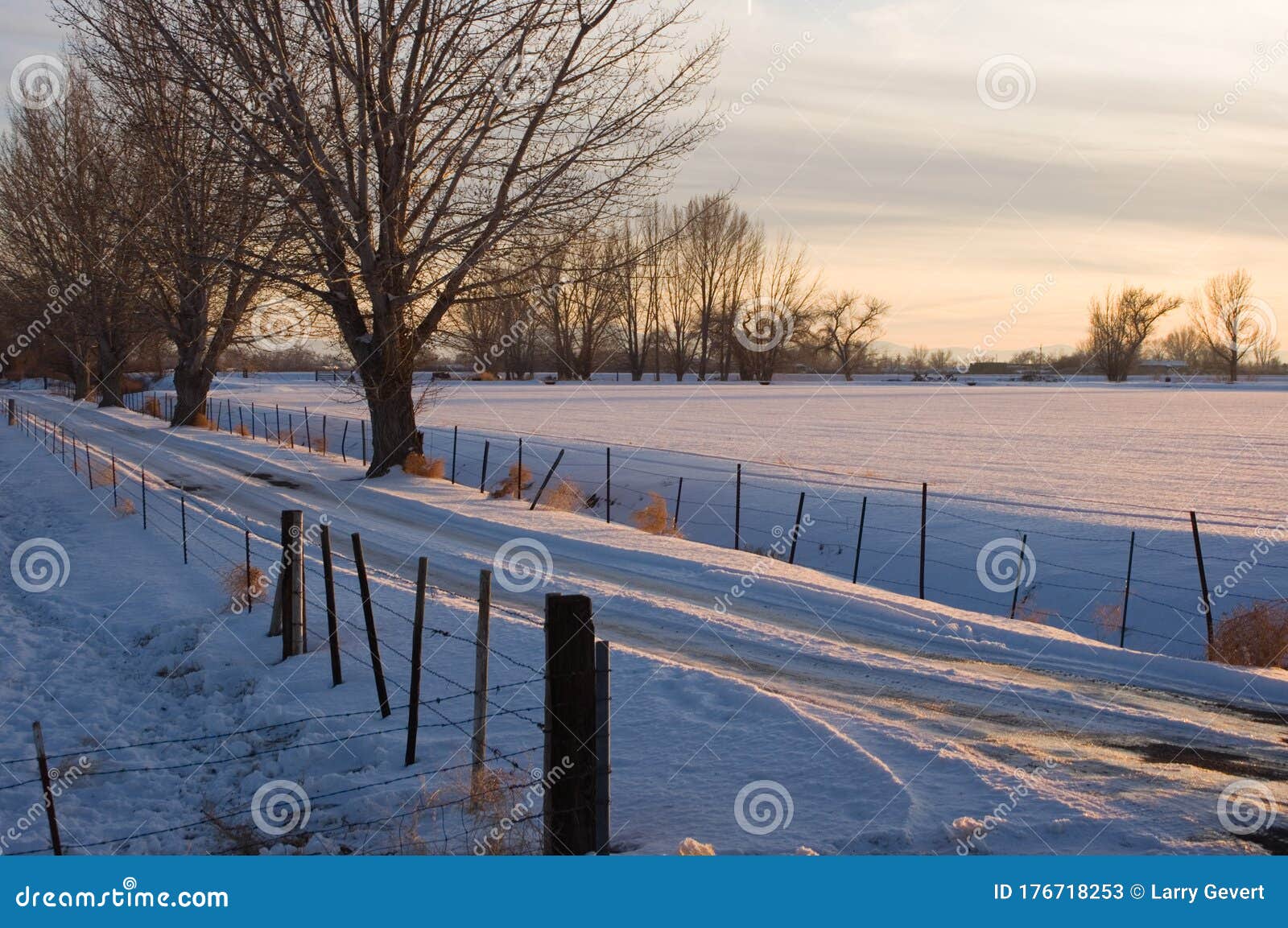 Winter Sunset at the Ranch. Stock Image - Image of panoramic, clouds ...