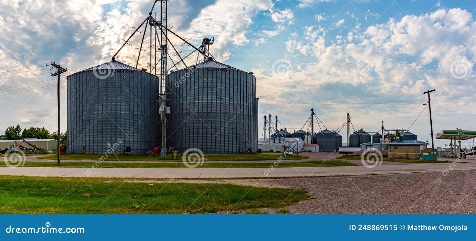 Farm Produce Storage System. a Modern Community Grain Elevator with a ...