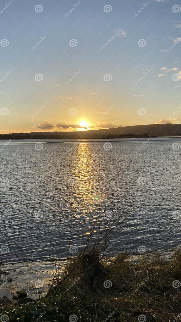 Setting Sun Over the River Severn Stock Image - Image of sunset ...
