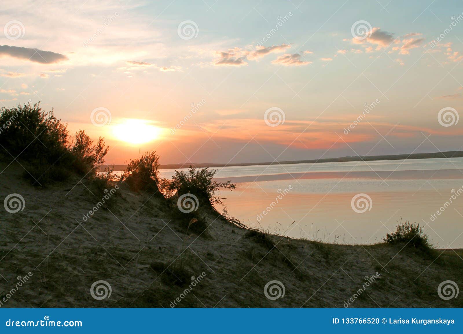 The Setting Sun Reflected in the Pond Stock Photo - Image of solitude ...