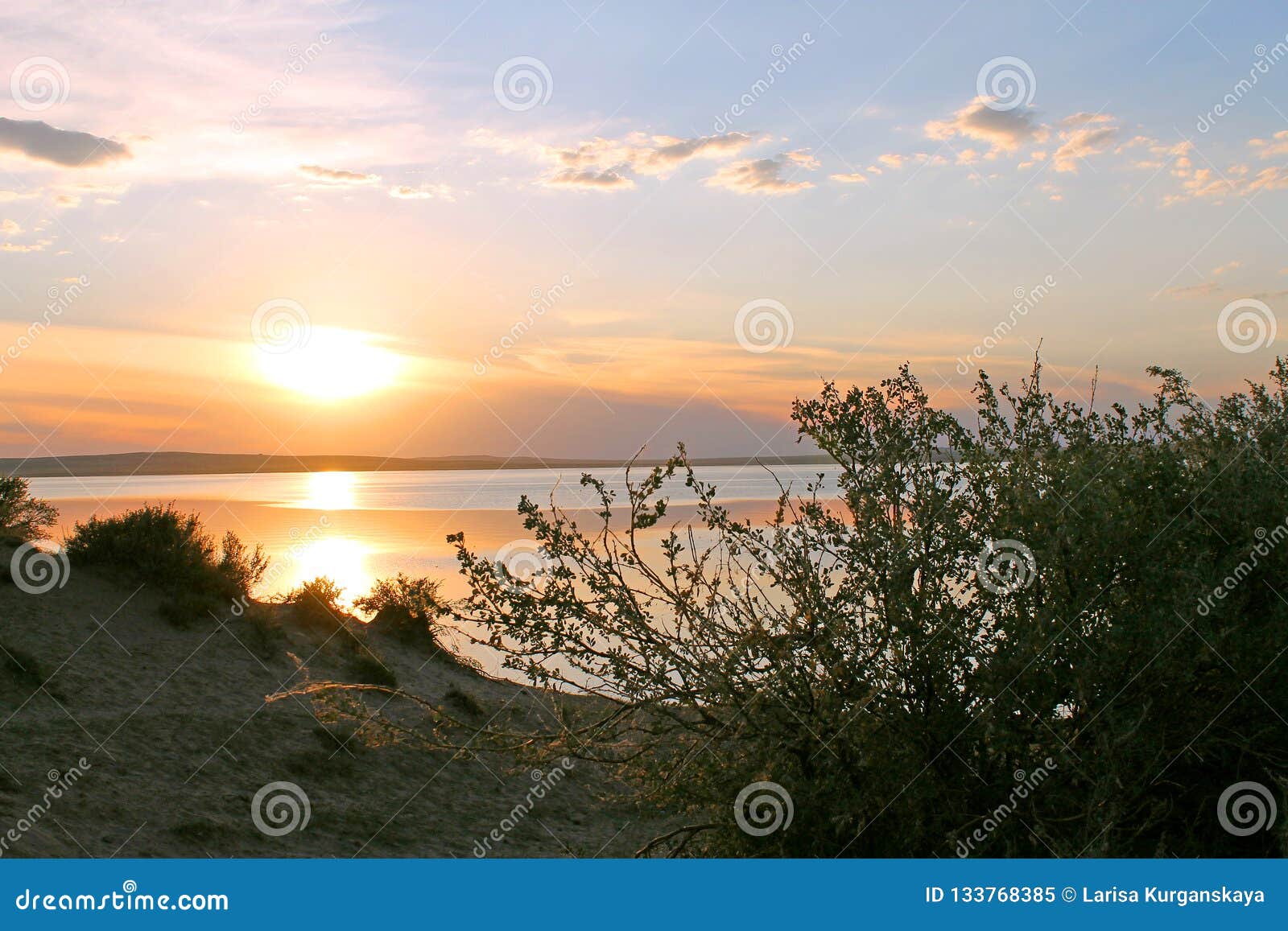 The Setting Sun Reflected in the Pond Stock Image - Image of russia ...