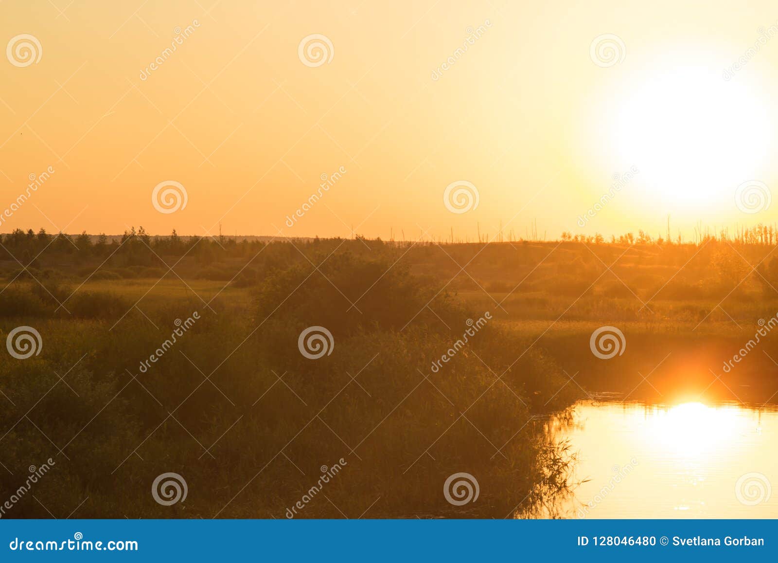 The Setting Sun is Reflected in the River Stock Photo - Image of water ...