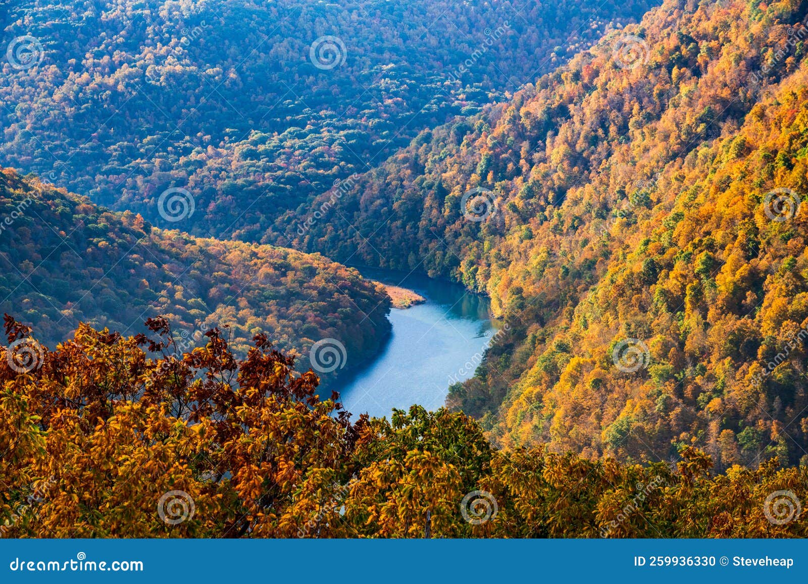 Sunset Over Cheat River from Coopers Rock Stock Photo - Image of hills ...