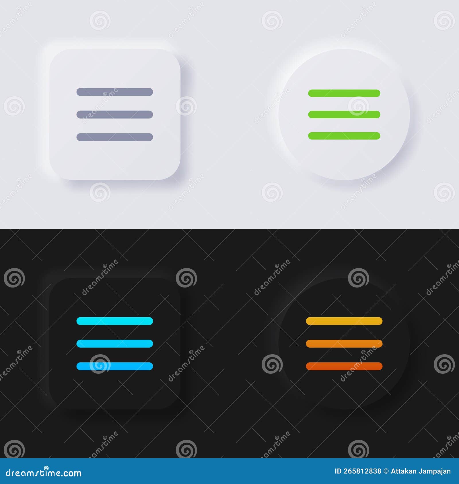 Setting Symbol or Control Icon Set, Multicolor Neumorphism Button Soft ...
