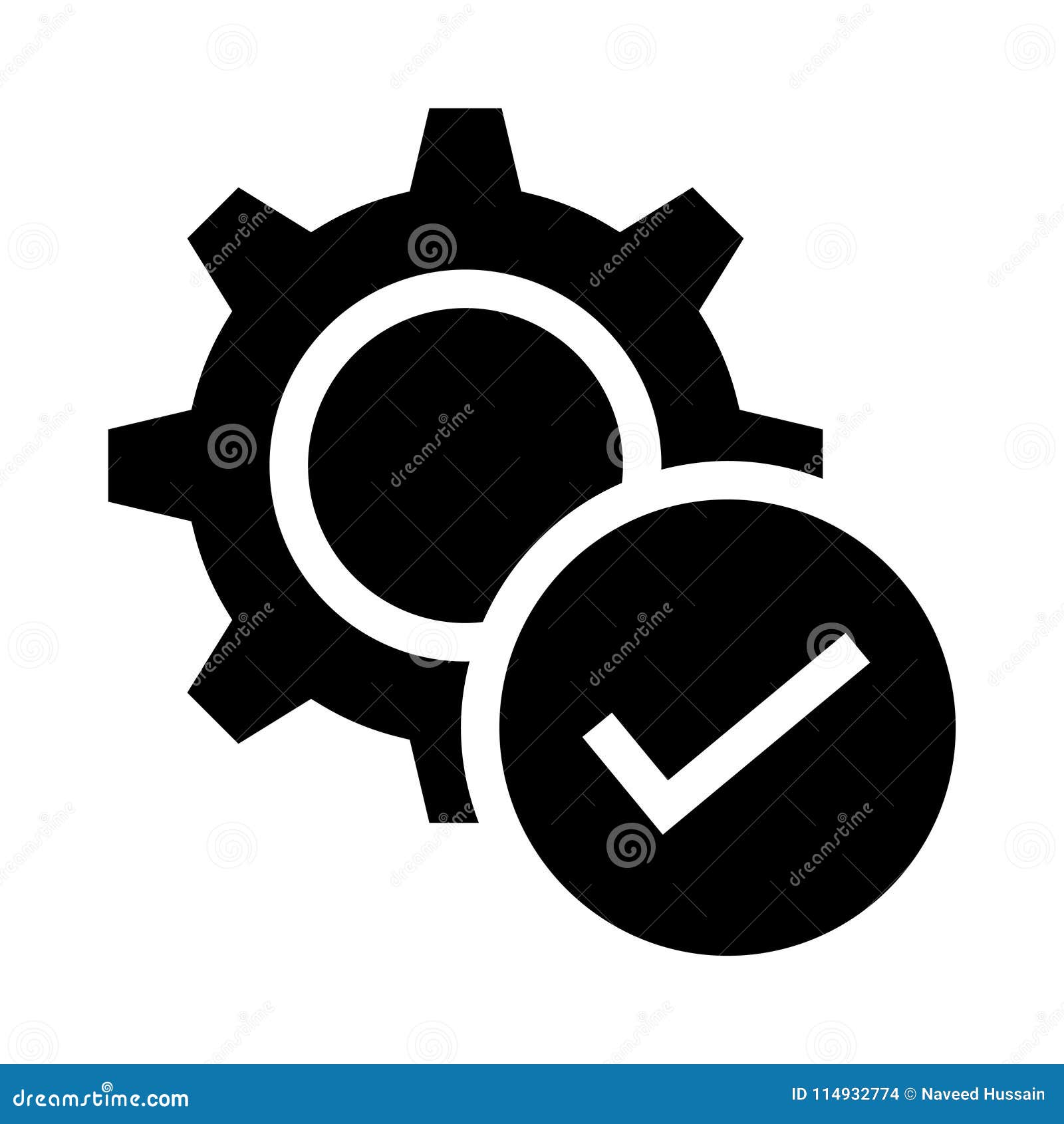 Setting tick glyphs icon stock illustration. Illustration of setting ...