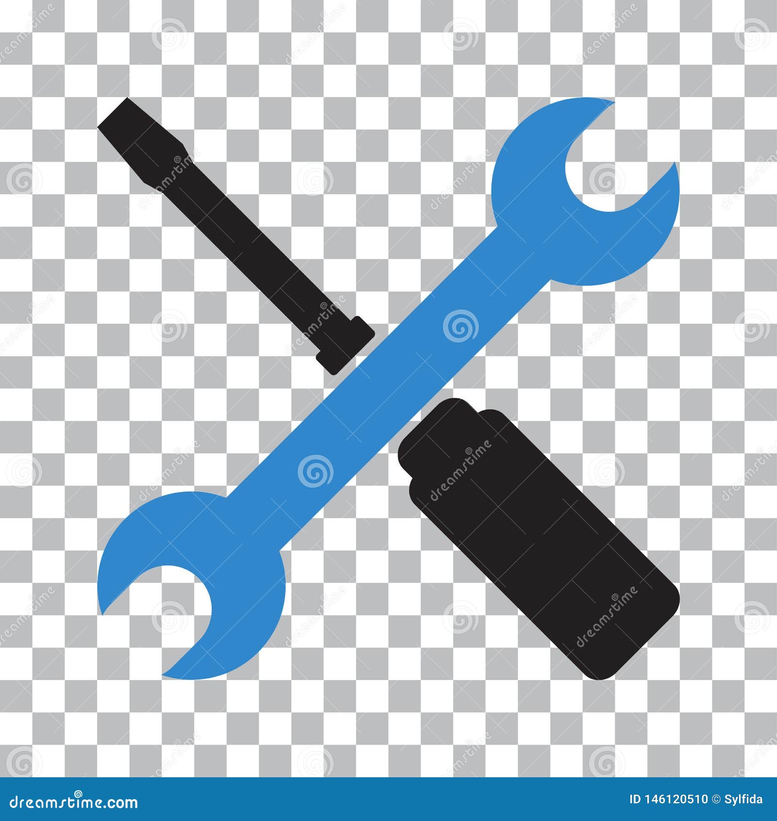 Setting Tools Icon. Black and Blue Objects. Vector Illustration Stock ...