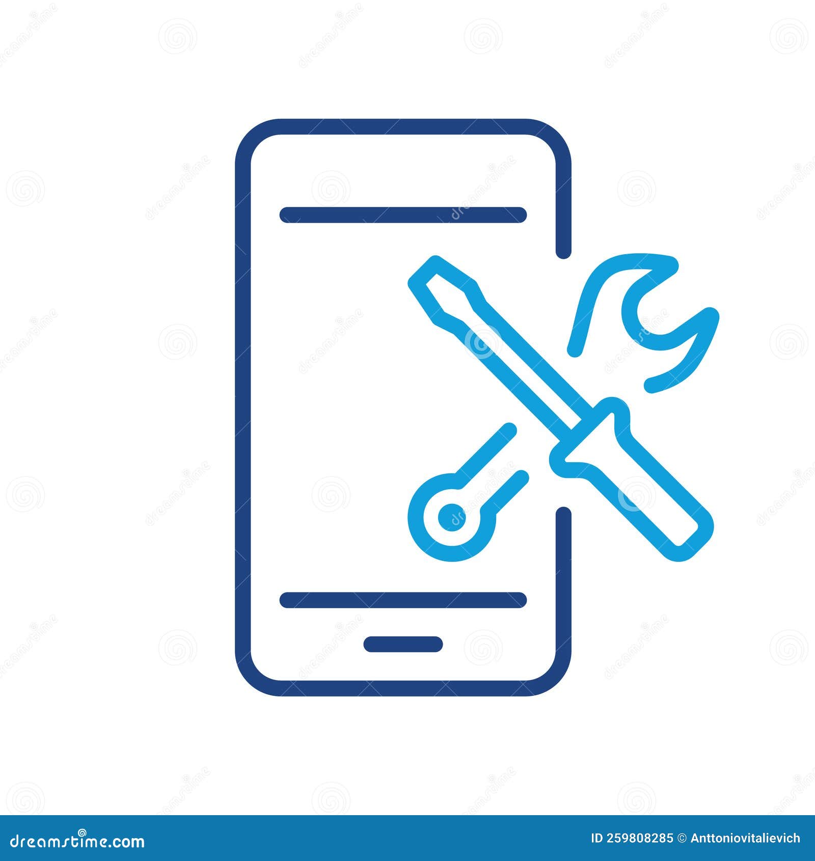 Setting Up Applications on Mobile Phone Color Line Icon. Service of ...