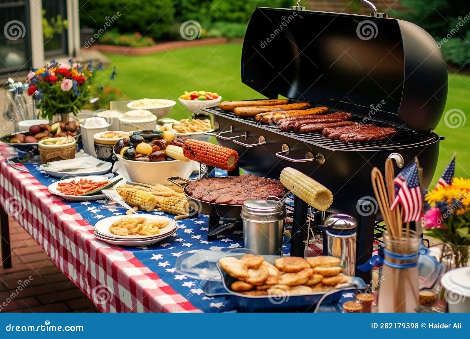 Setting Up a Classic 4th of July Barbecue Scene, Generative Ai Stock ...