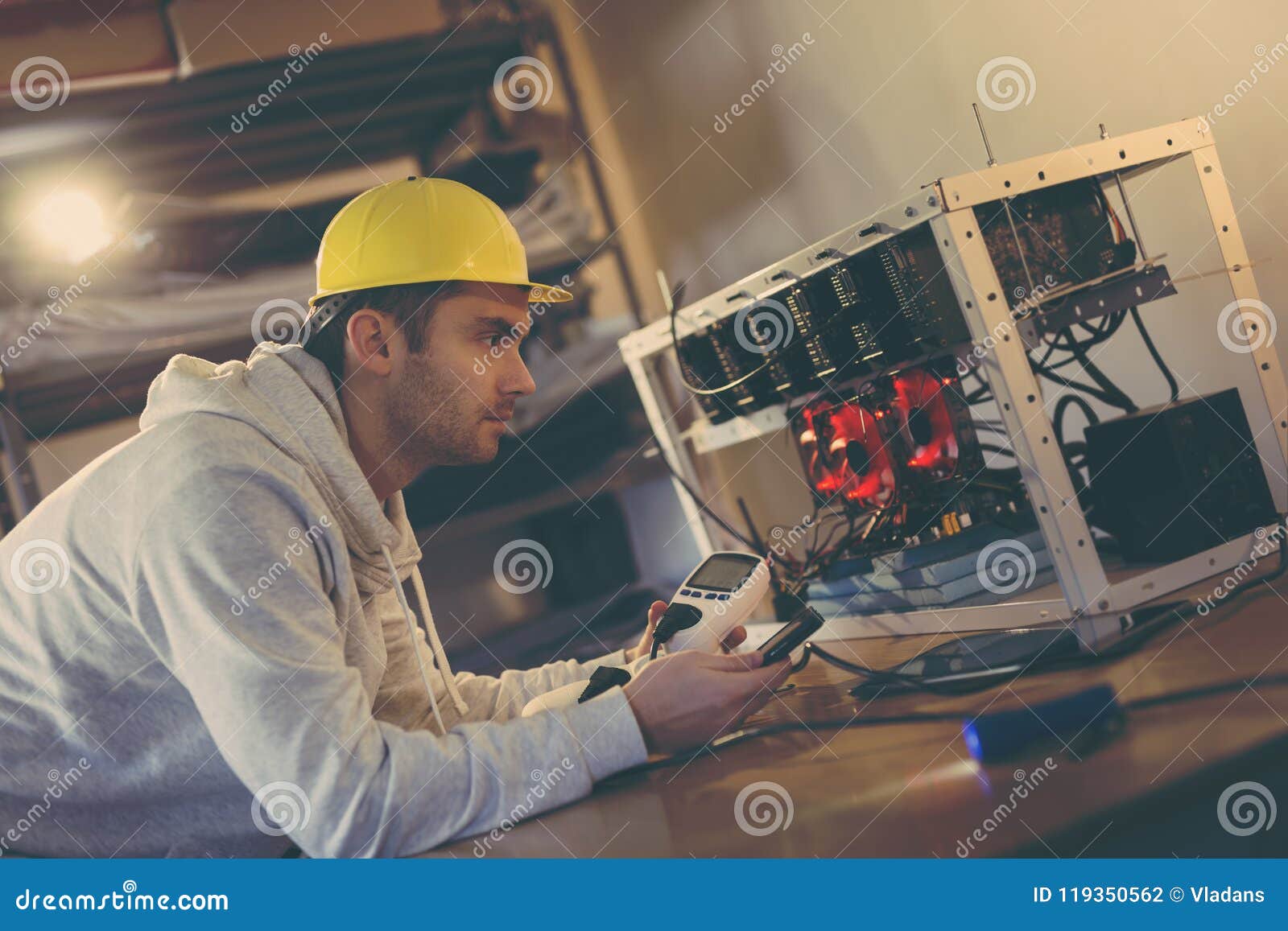 Setting Up Mining Rig Electrical Energy Consumption Stock Photo - Image ...
