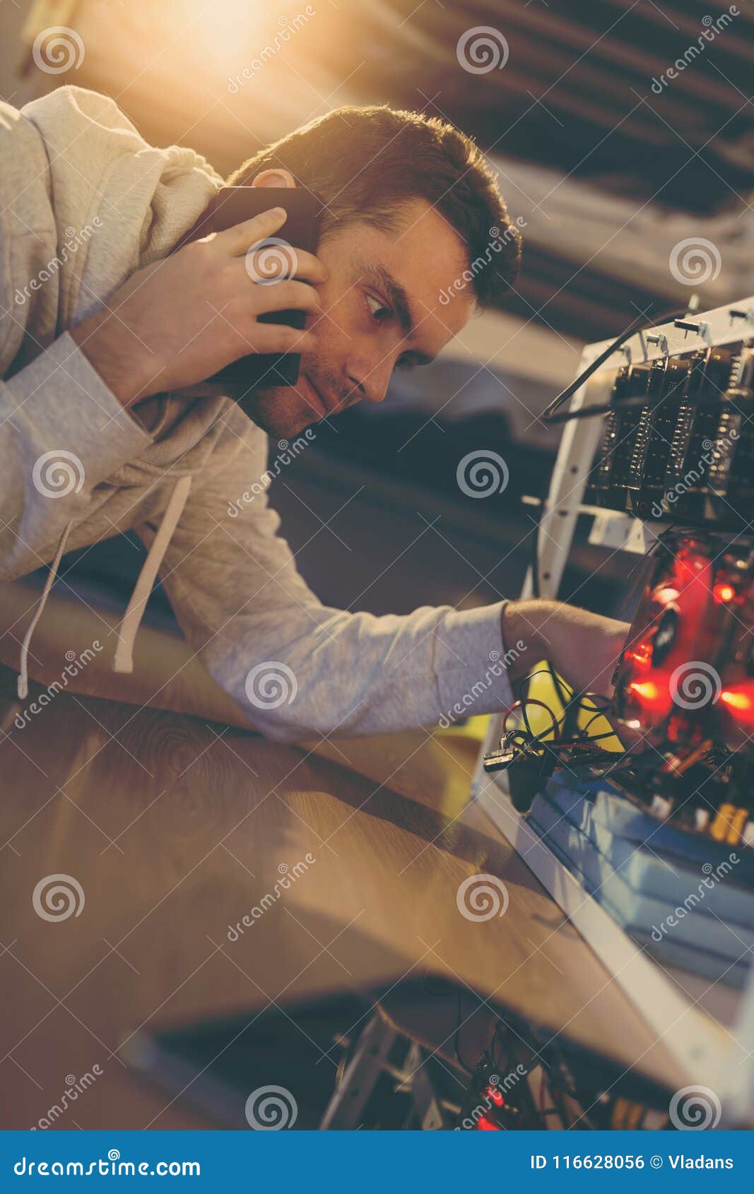 Setting up a mining rig stock photo. Image of business - 116628056