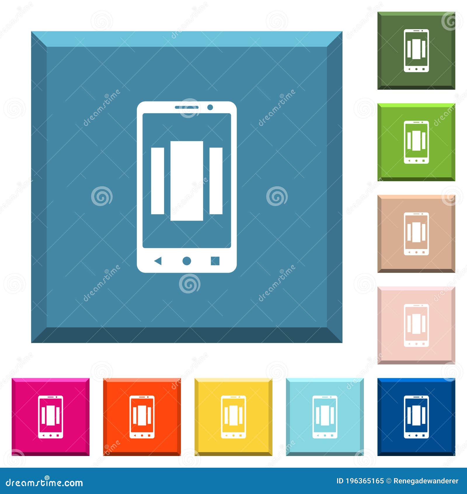 Setting Up Mobile Homescreen White Icons on Edged Square Buttons Stock ...