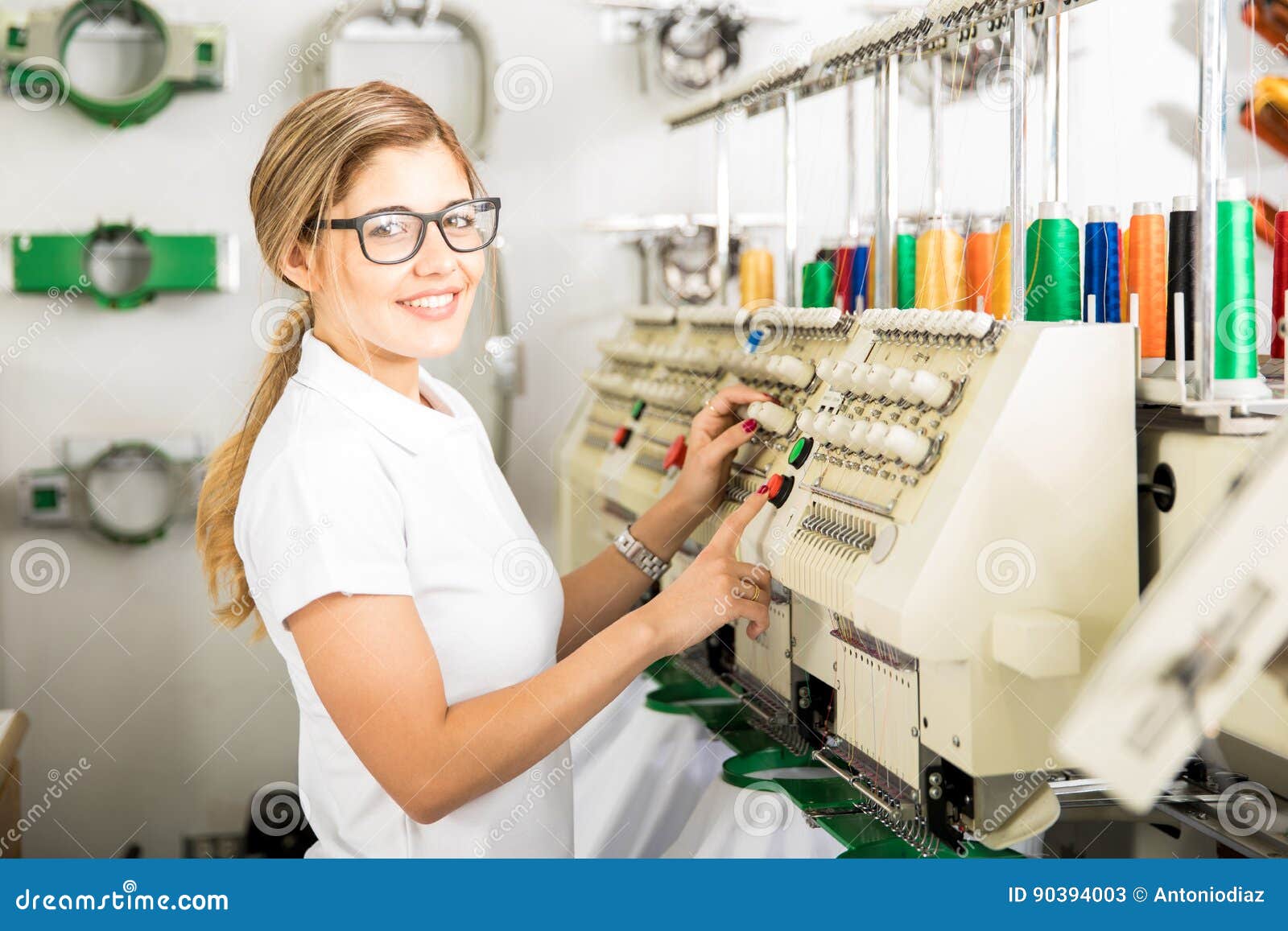 Setting Up Threads in an Embroidery Machine Stock Image - Image of ...
