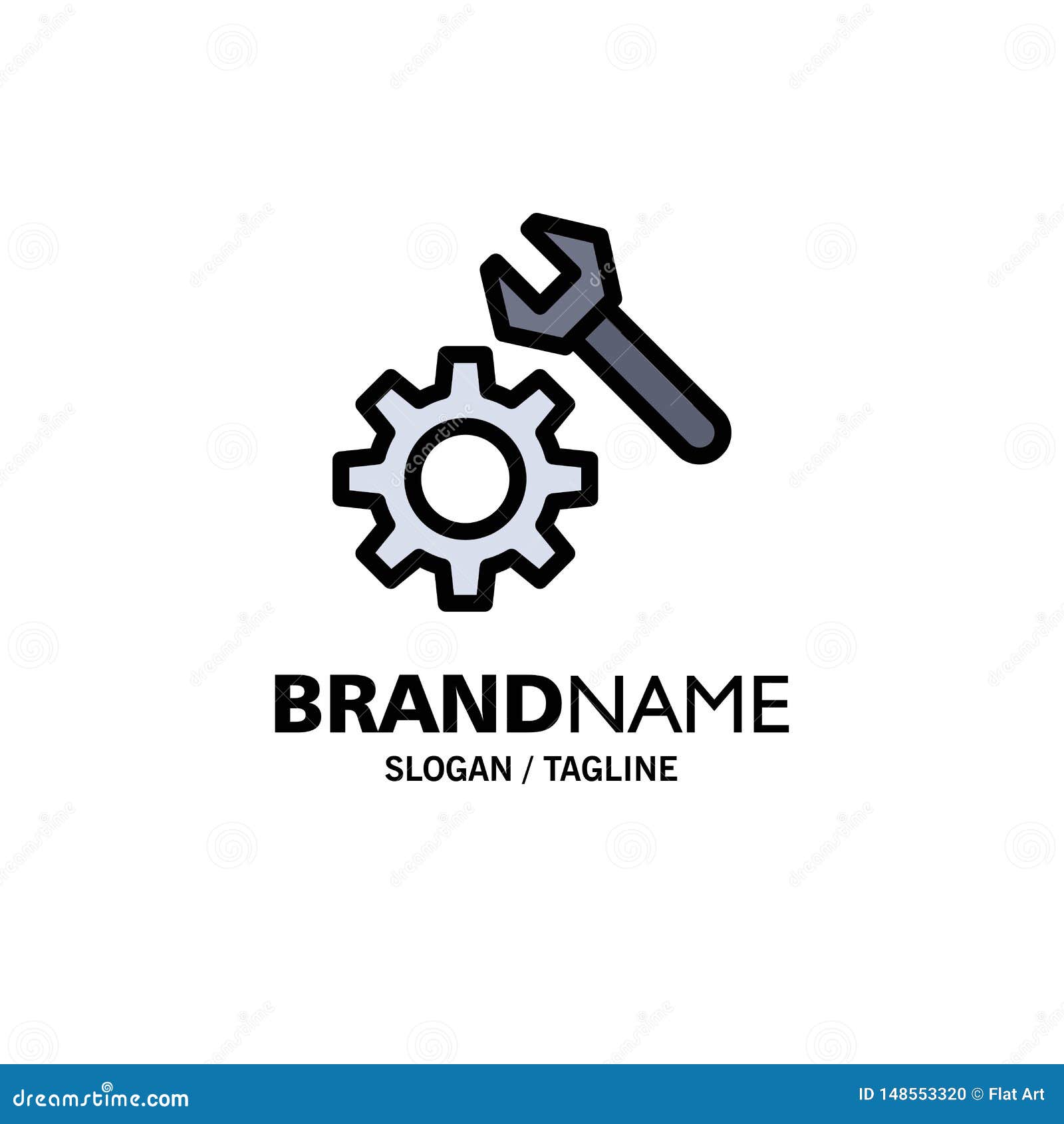 Setting, Wrench, Gear Business Logo Template. Flat Color Stock Vector ...