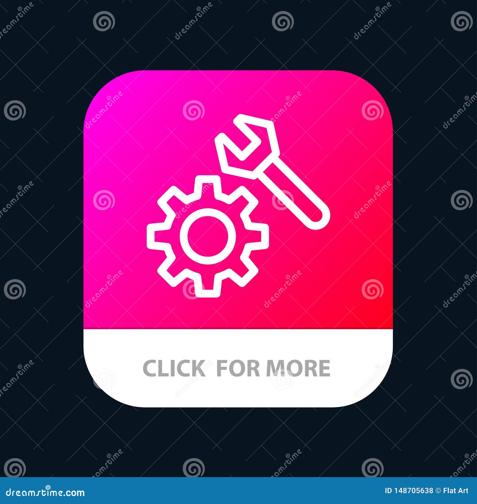 Setting Wrench Gear Mobile App Button Android And Ios Line Version Stock Vector