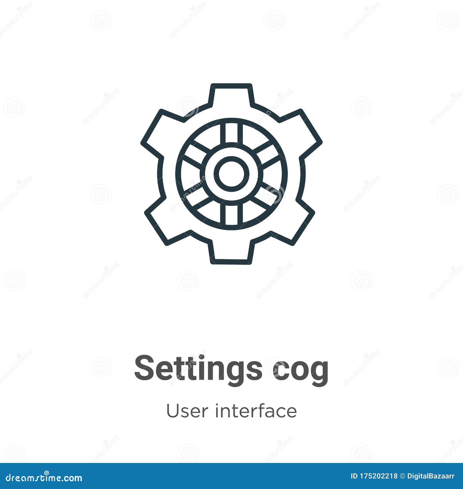 Settings Cog Outline Vector Icon. Thin Line Black Settings Cog Icon ...