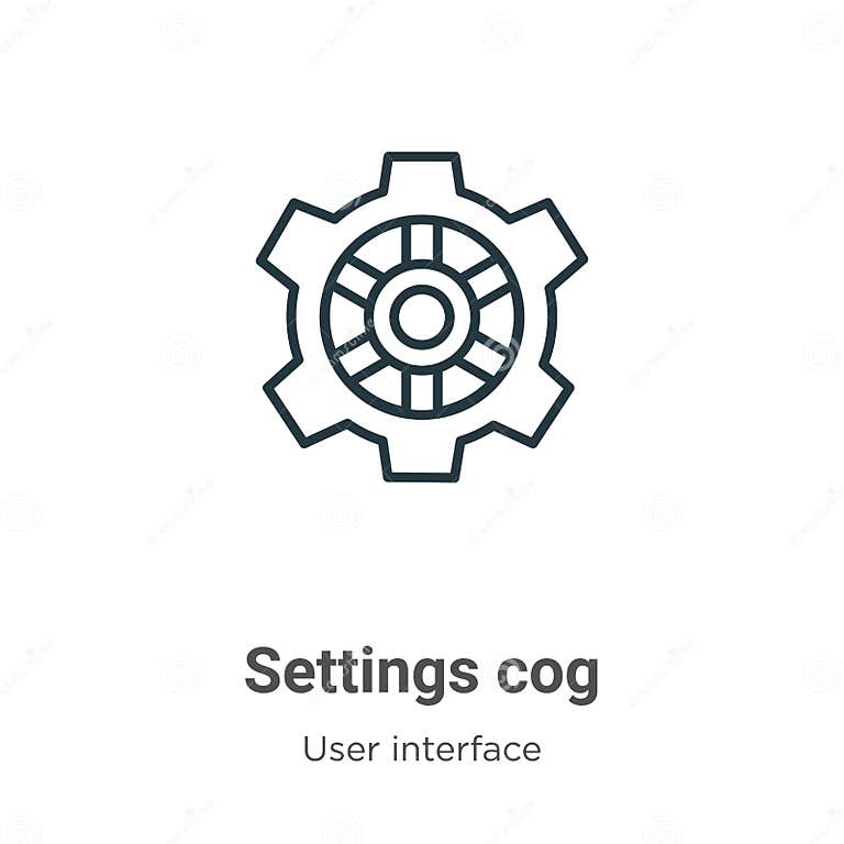 Settings Cog Outline Vector Icon. Thin Line Black Settings Cog Icon ...