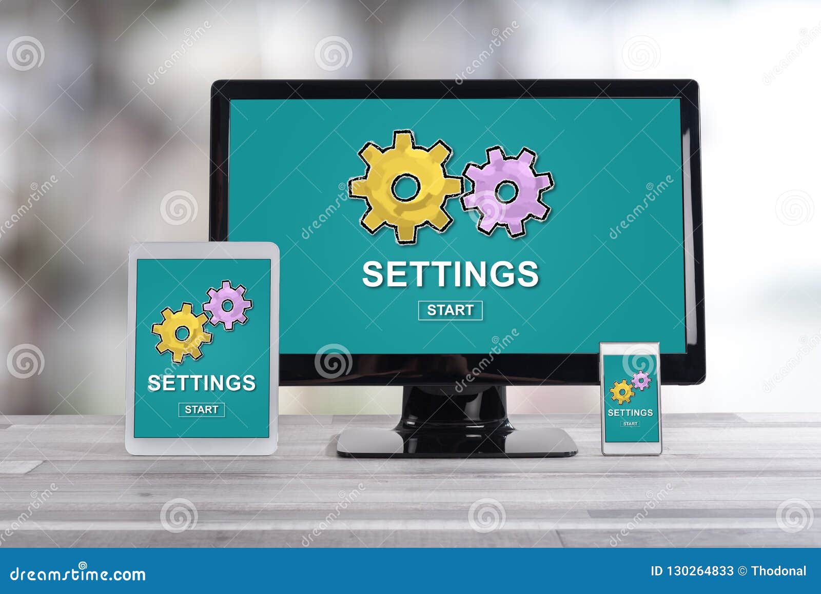 Settings Concept on Different Devices Stock Image - Image of mobile ...
