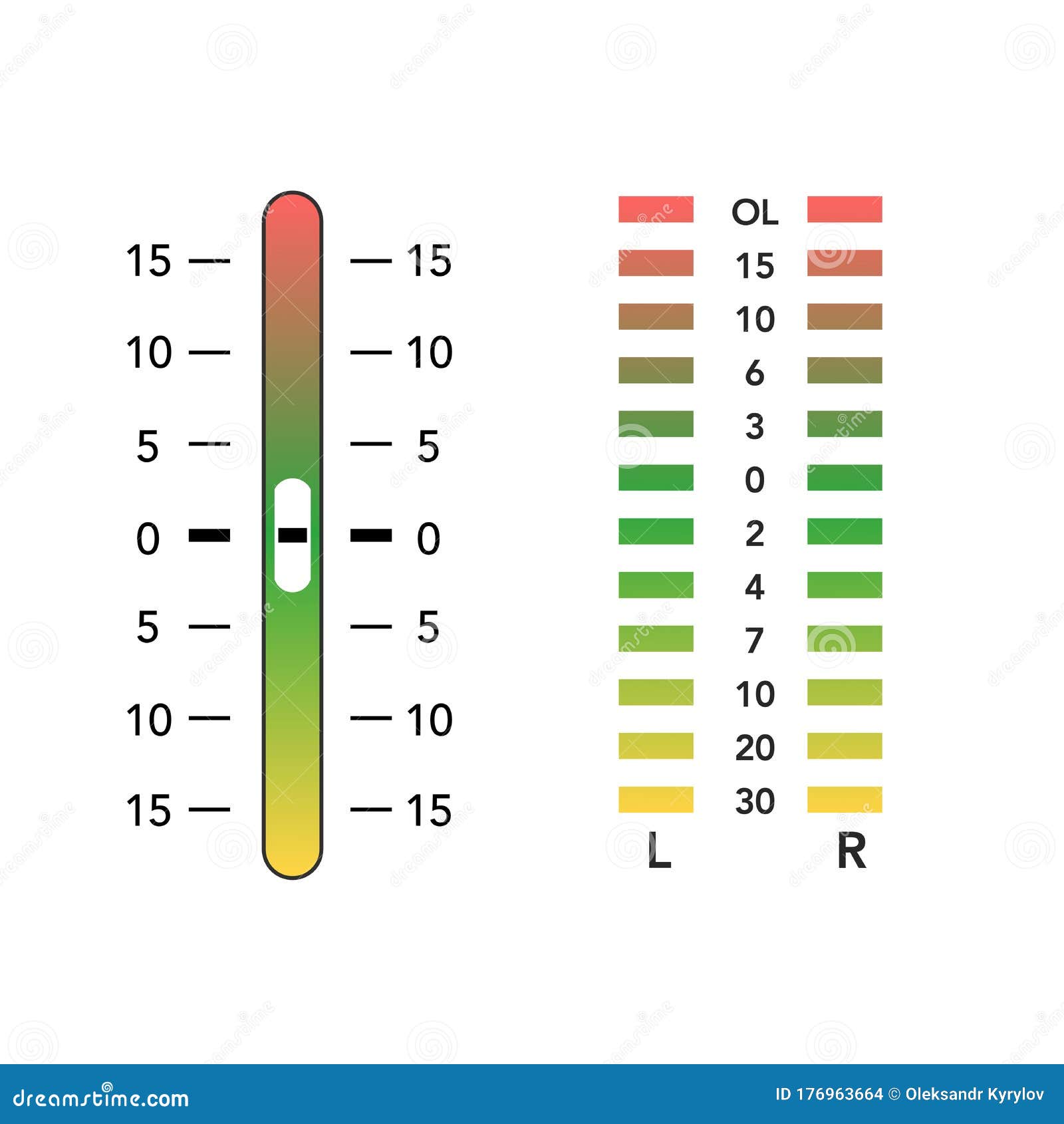 Settings Equalizer Slider Button And Level Overload Indicator. Stock ...