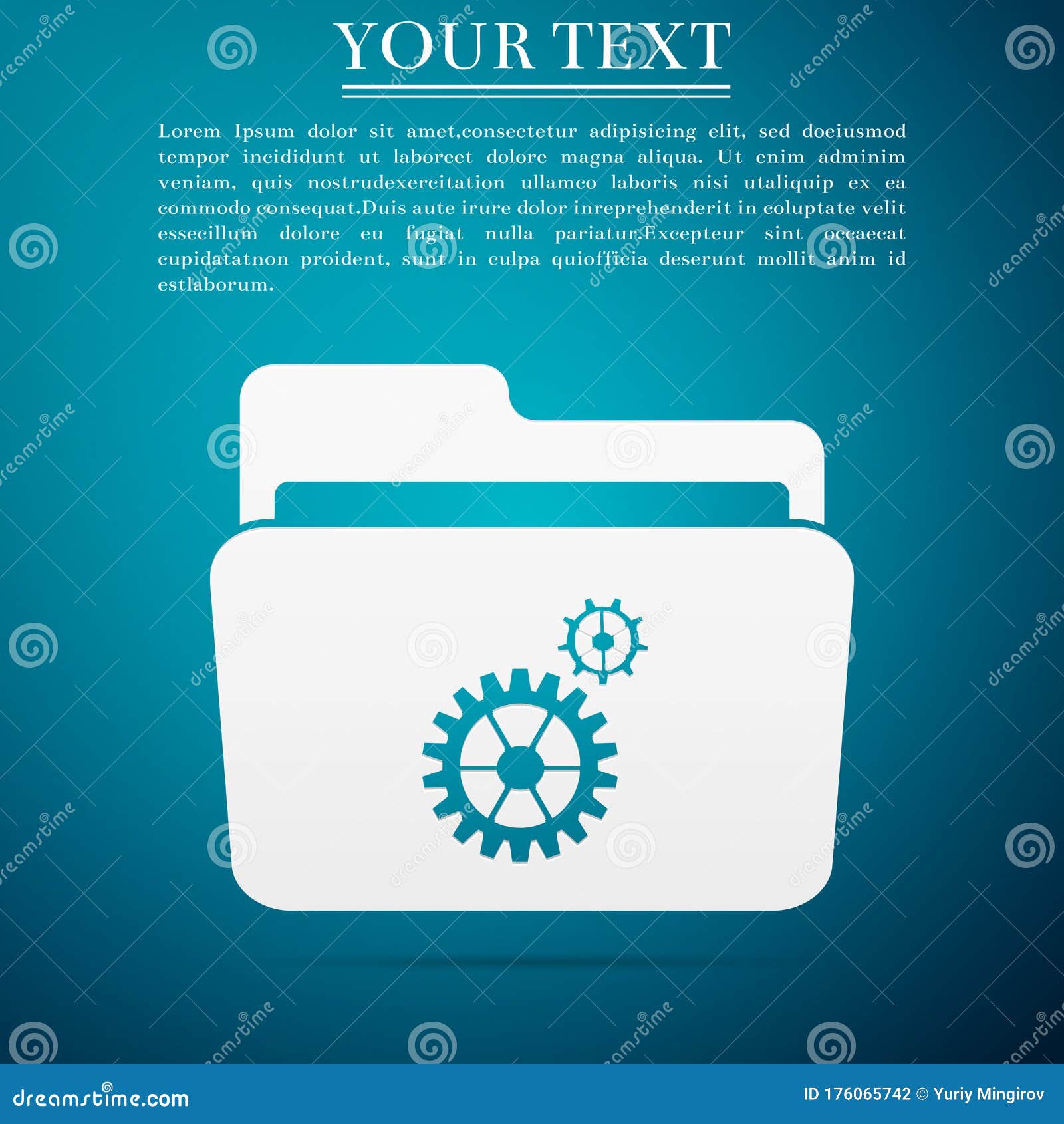 Settings Folder Icon Isolated on Blue Stock Vector - Illustration of ...