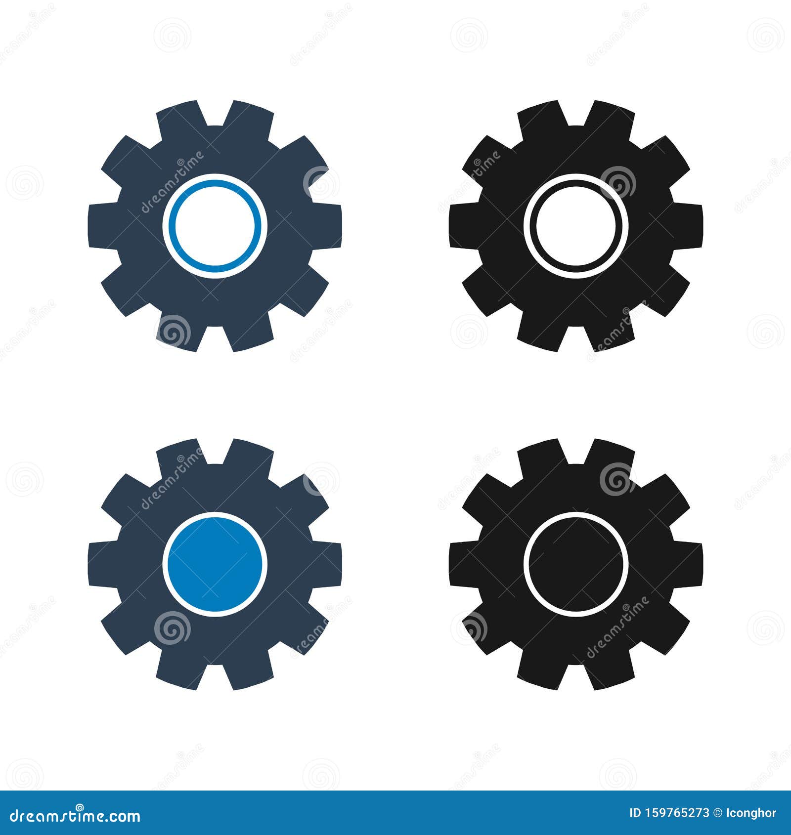 Settings, Gear Icon Set. stock vector. Illustration of gear - 159765273