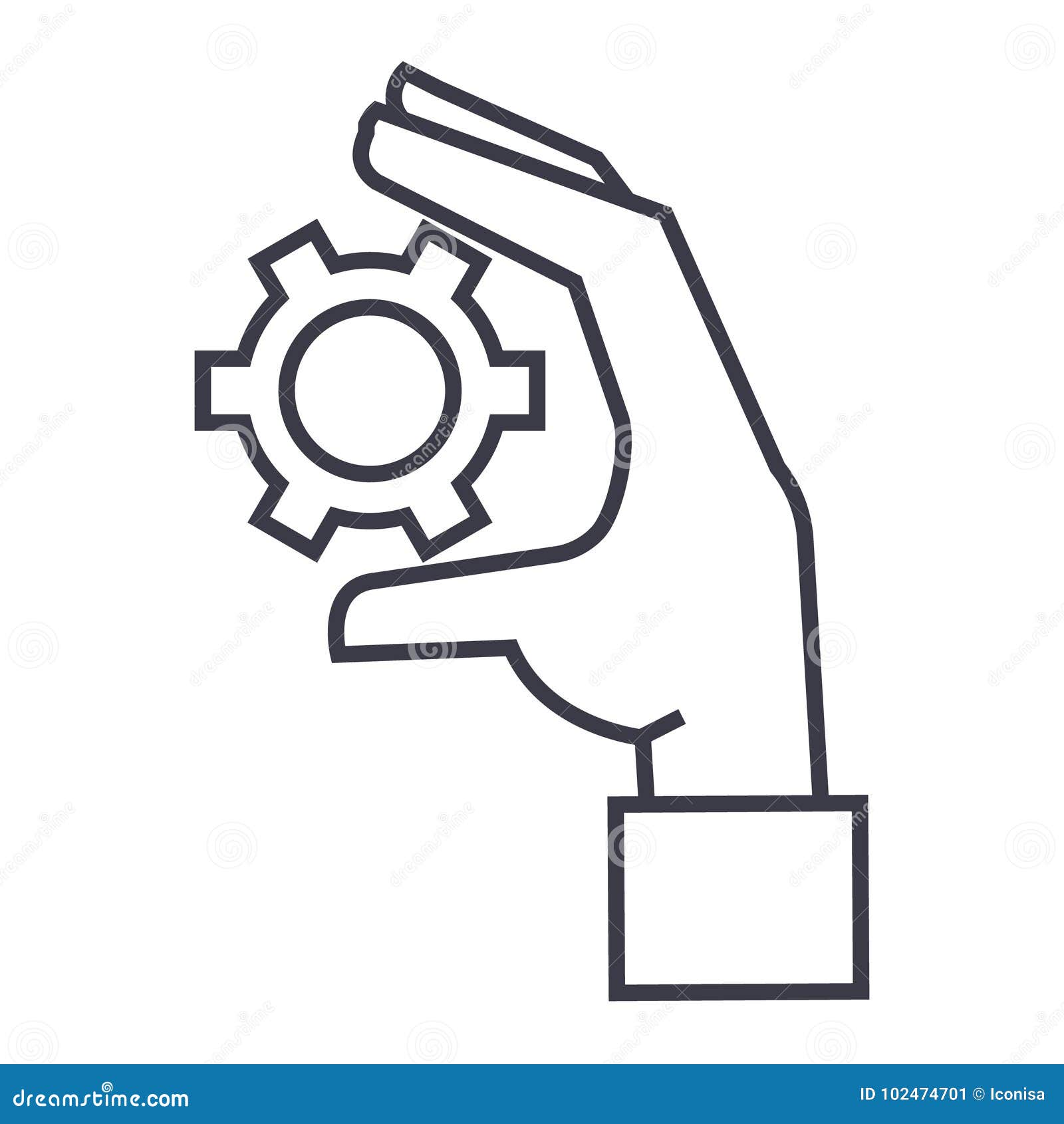 Settings Gears in Hand Linear Icon, Sign, Symbol, Vector on Isolated ... Settings Gears in Hand Linear Icon, Sign, Symbol, Vector on Isolated ...