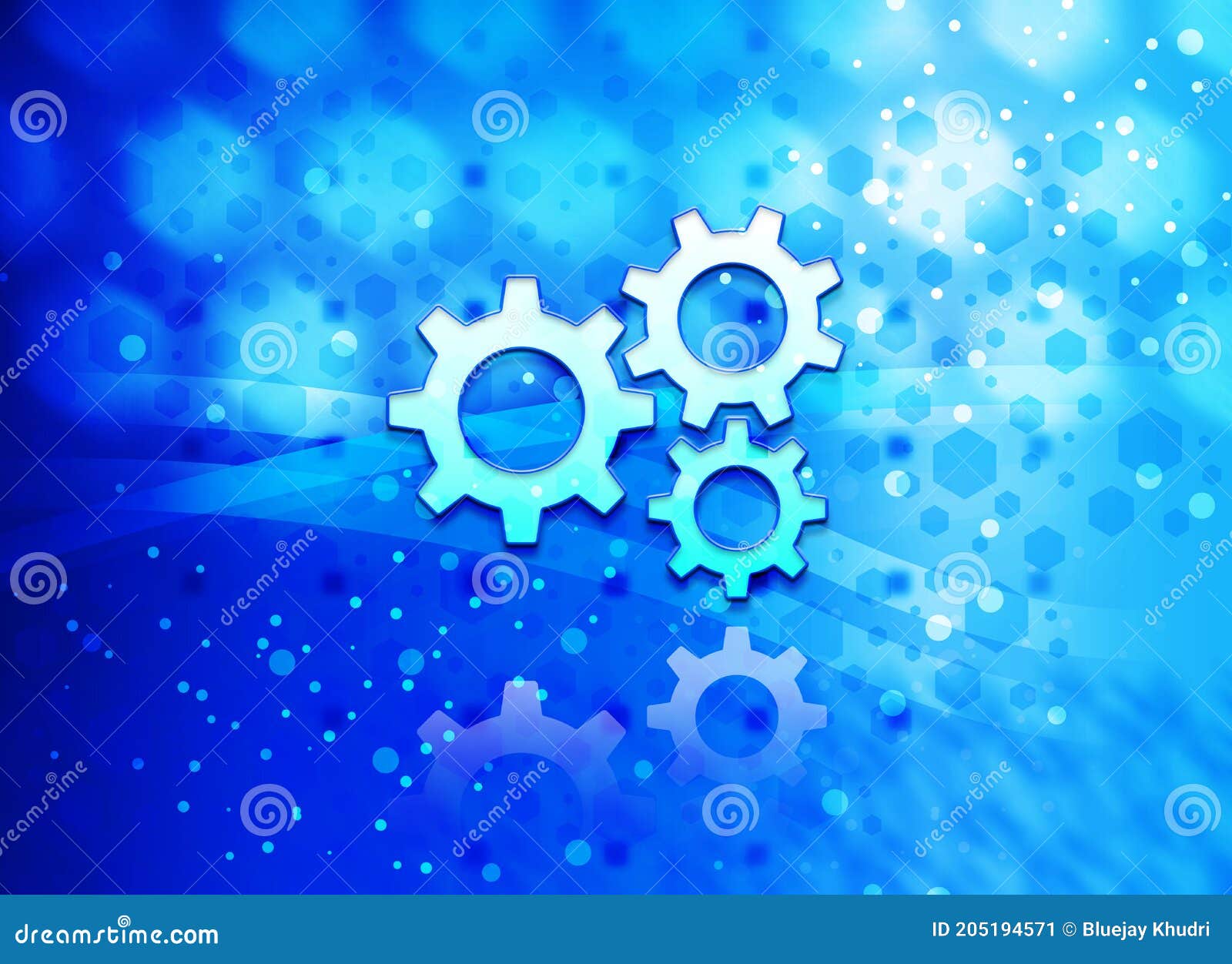 Settings Gears Icon Abstract Light Cyan Blue Hexagon Pattern Background ...