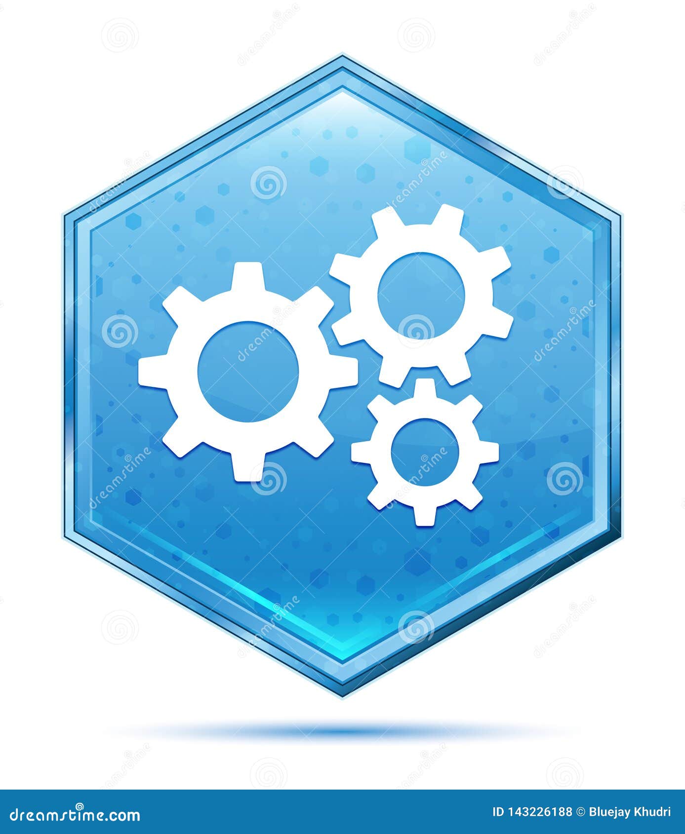Settings Gears Icon Crystal Blue Hexagon Button Stock Illustration ...