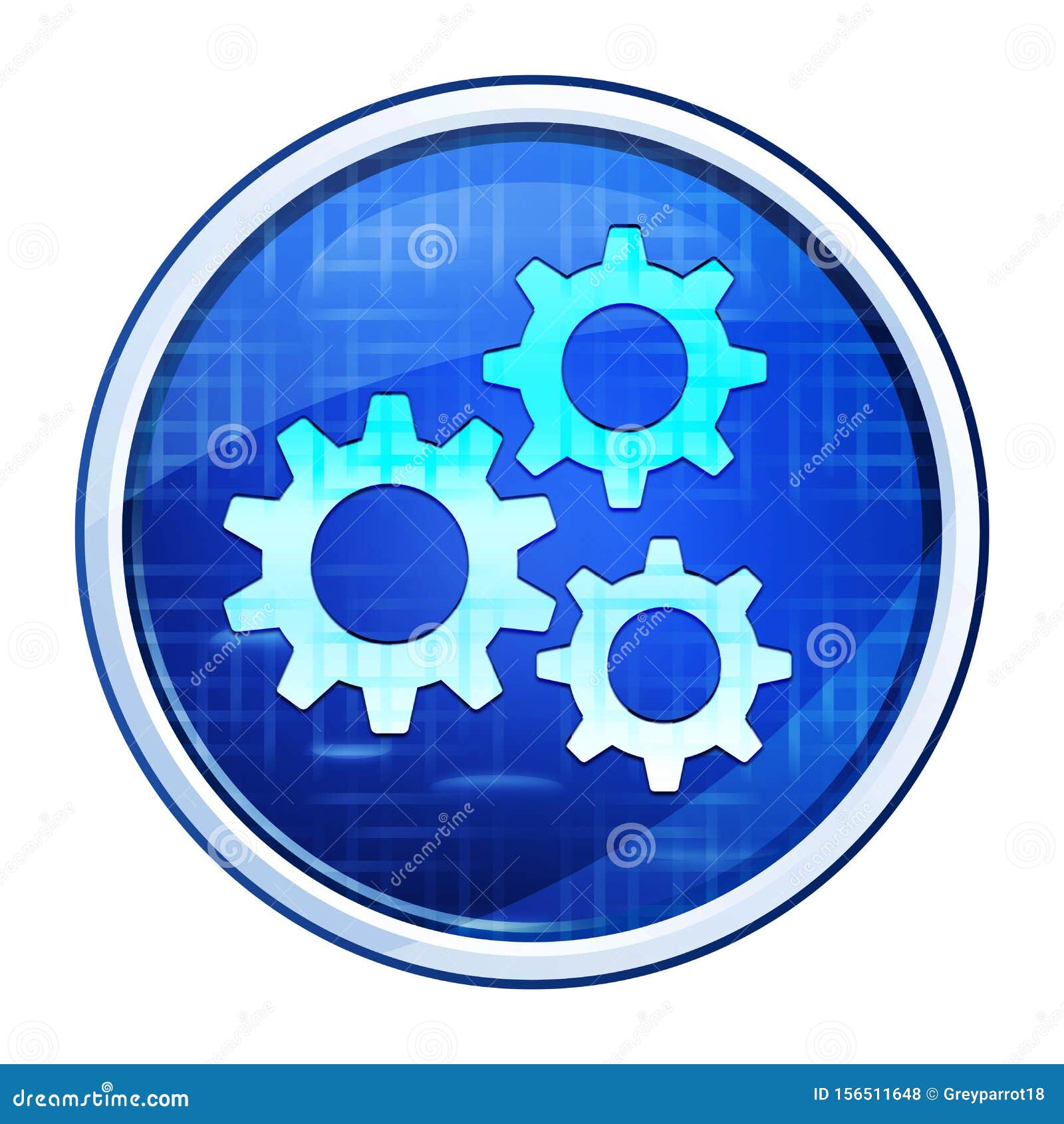 Settings Gears Icon Futuristic Blue Round Button Vector Illustration ...