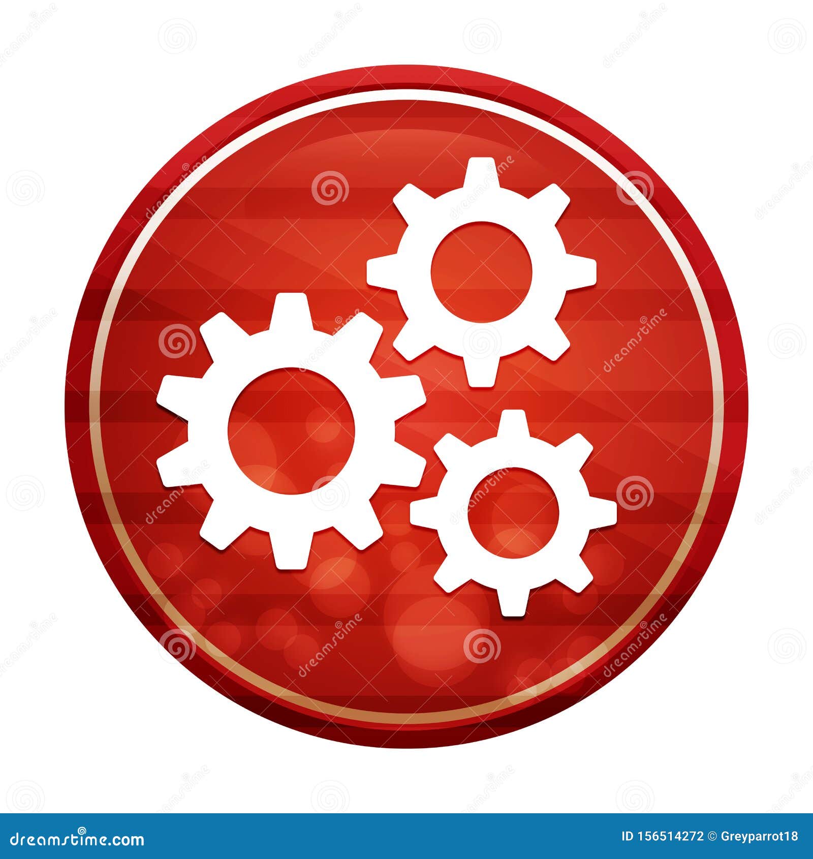 Settings Gears Icon Realistic Diagonal Motion Red Round Button ...