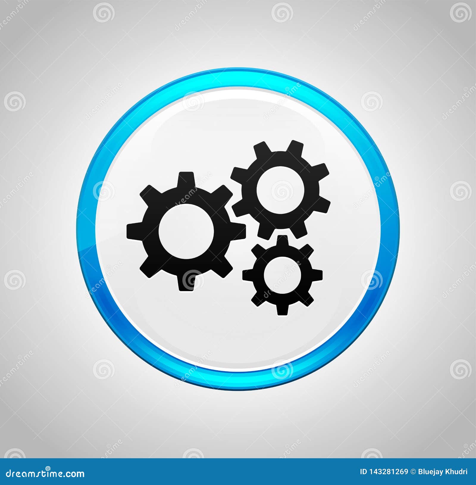 Settings Gears Icon Round Blue Push Button Stock Illustration ...