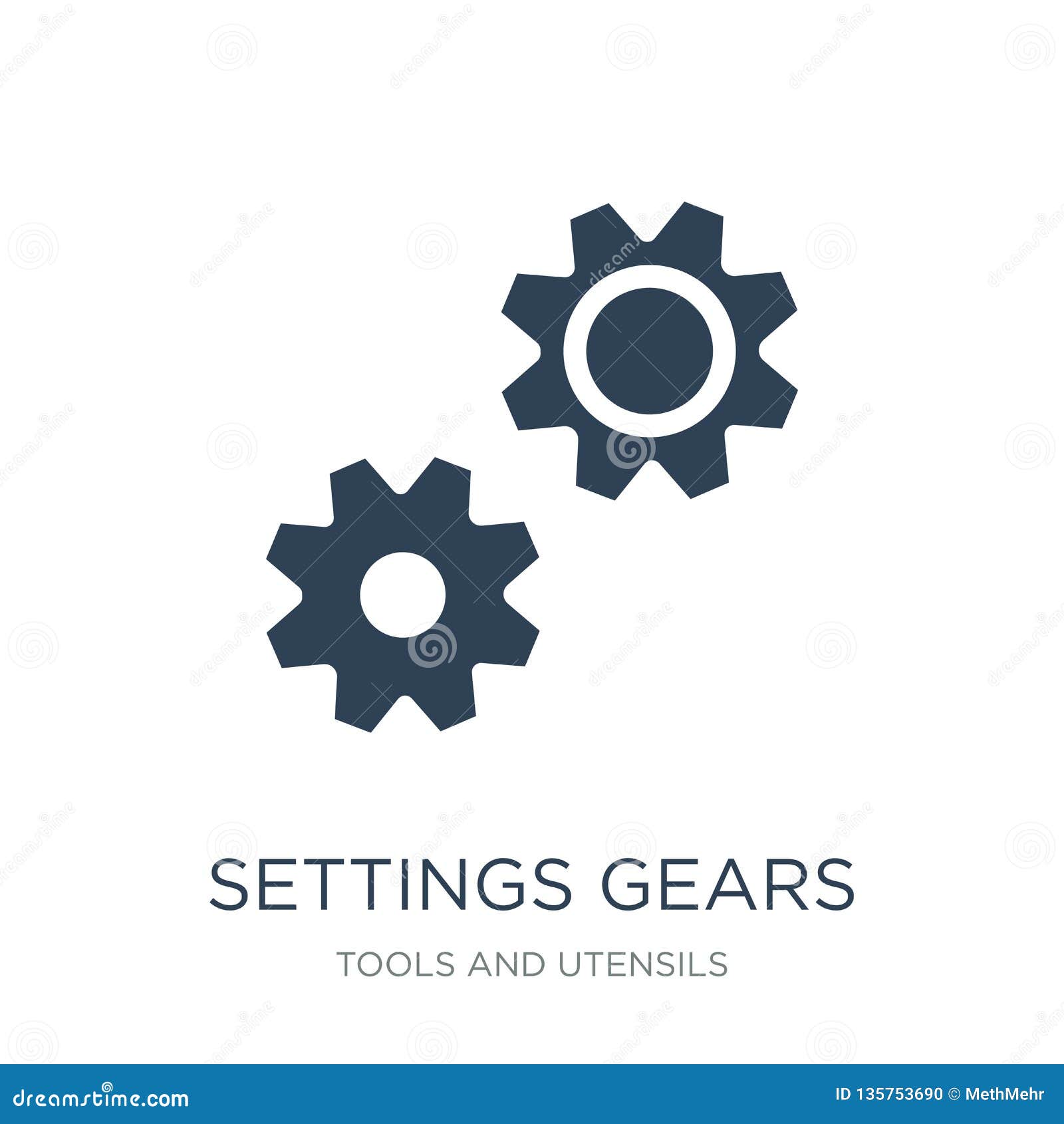 Settings Gears Icon in Trendy Design Style. Settings Gears Icon ...