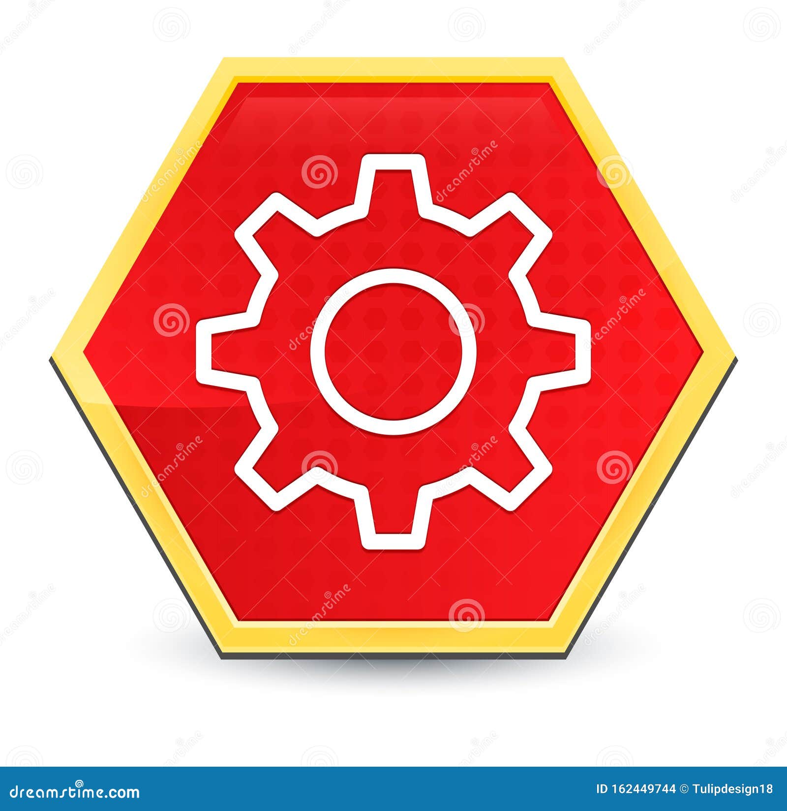 Settings Icon Abstract Red Hexagon Button Bright Yellow Frame Elegant ...